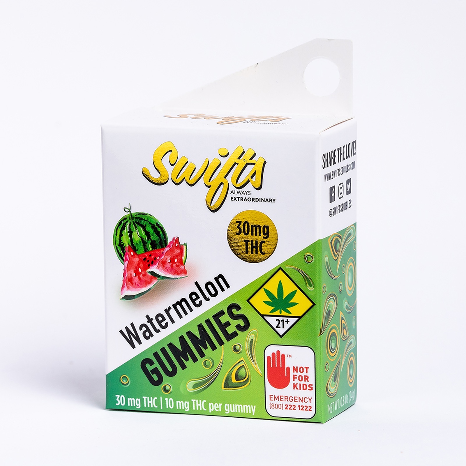 Swifts Edibles: Watermelon Gummies (THC) 30mg 3-pack | Leafly