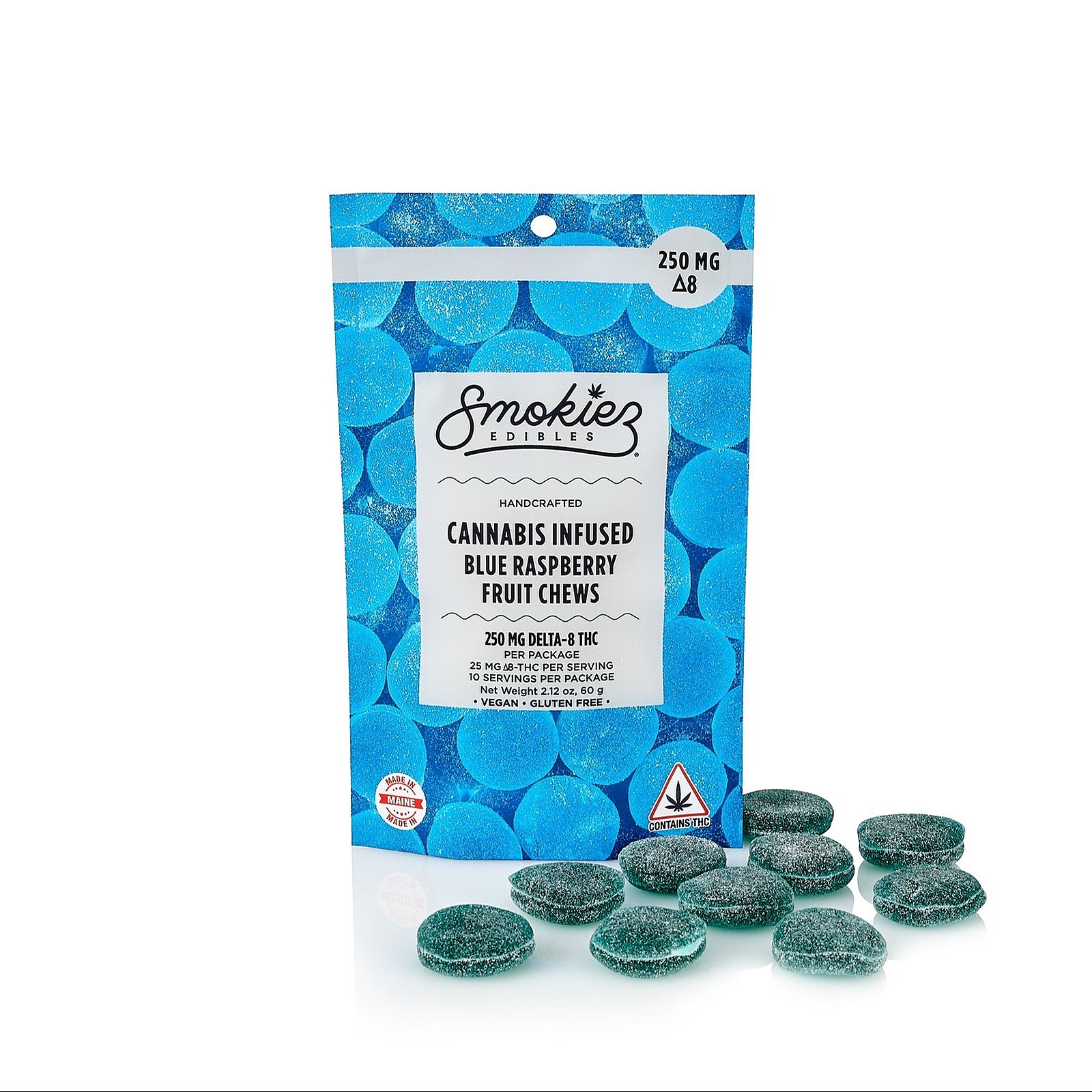 Smokiez Edibles: Blue Raspberry Fruit Chews - 250mg Delta-8 THC - ME ...
