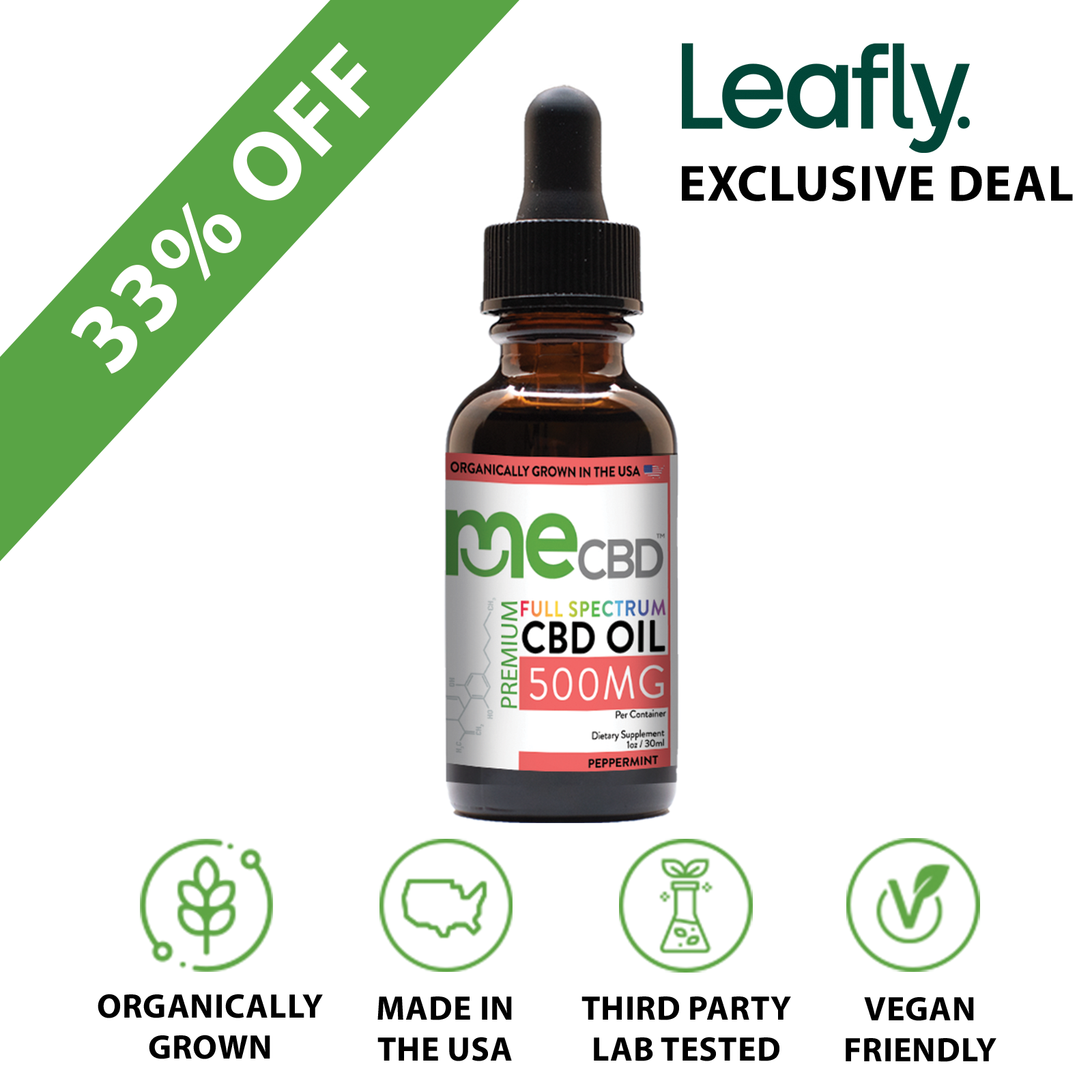 MeCBD: CBD Peppermint Pure Hemp Full Spectrum Oil 500mg | Leafly