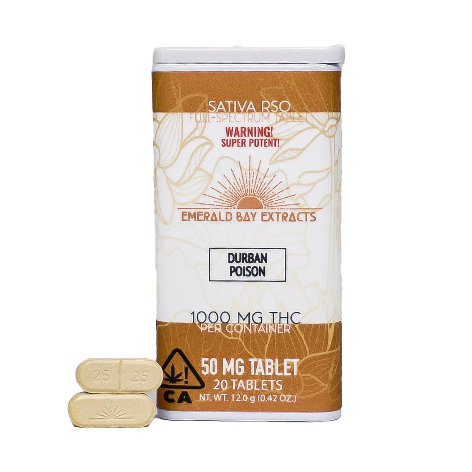 Emerald Bay Extracts: Durban Poison RSO Tablet [50mg] (1000mg Package ...