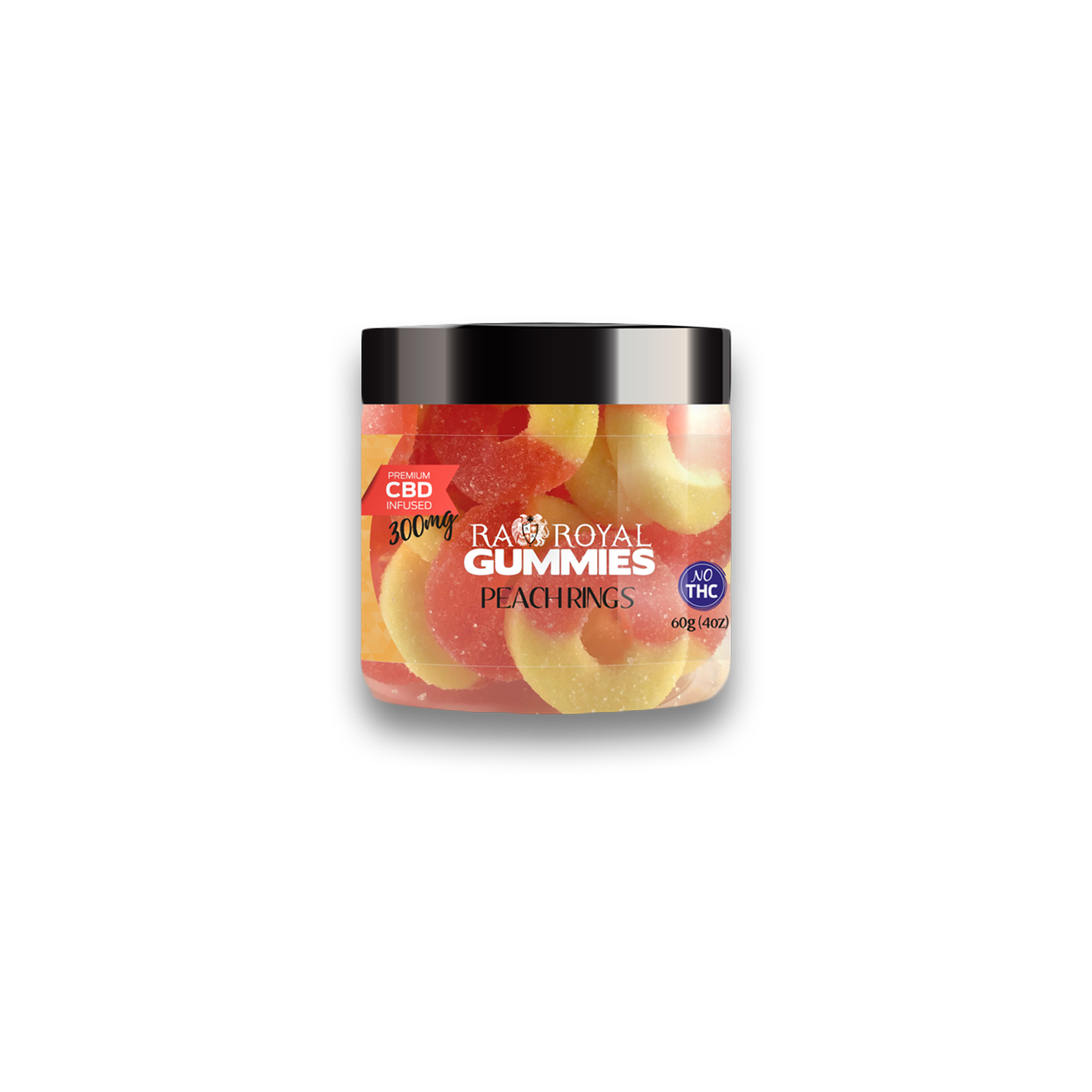 RA Royal: R.A. Royal Gummies: CBD Peach Ring Gummy Jar (300 MG) | Leafly