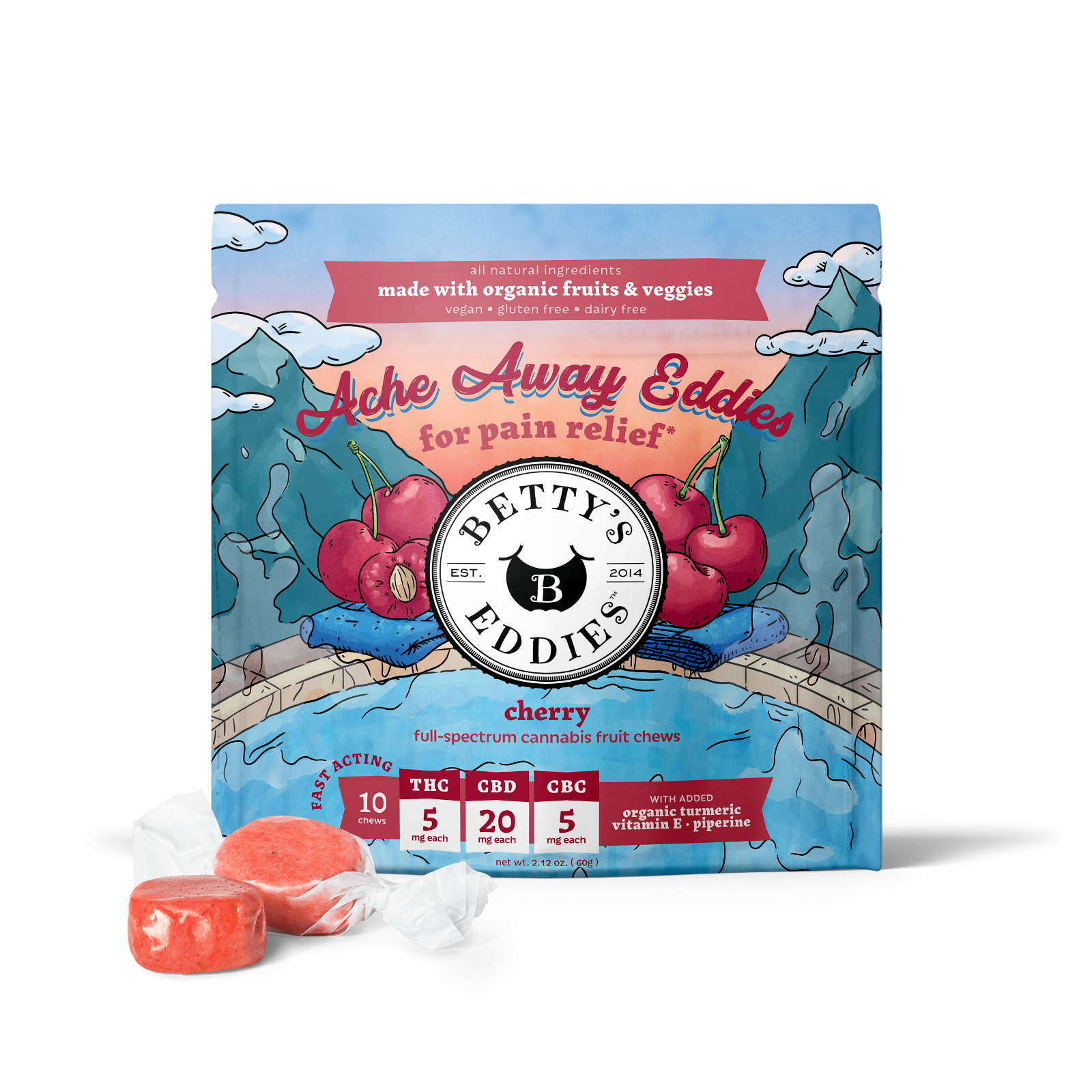 Betty's Eddies: Ache Away Cherry [10pk] (50mg THC/200mg CBD/50mg CBC ...