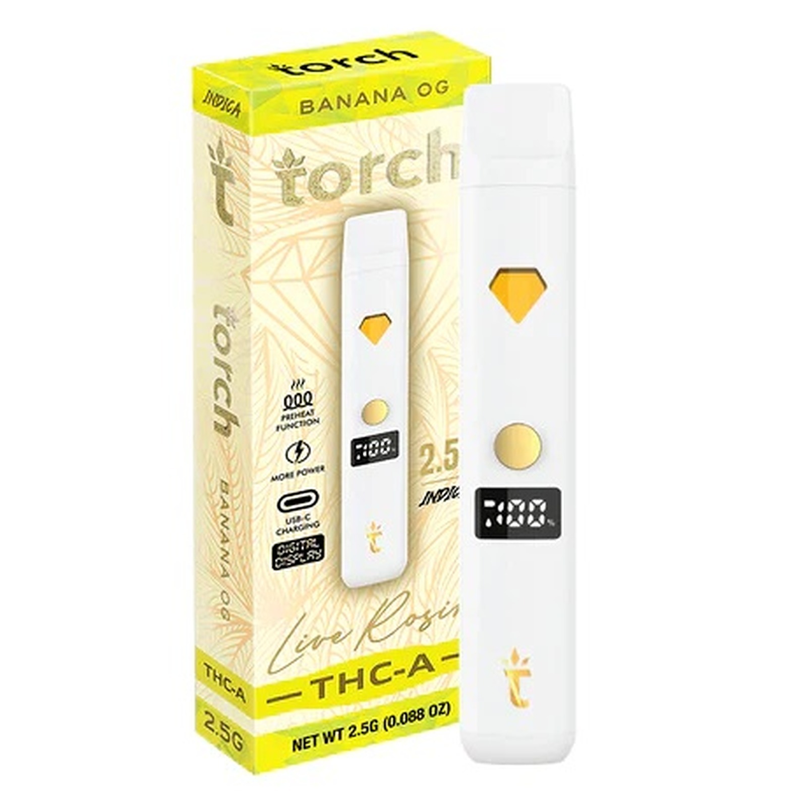 Zaleaf: Live Rosin Banana OG Indica Torch THC-A Disposable Vape Pen 2 ...