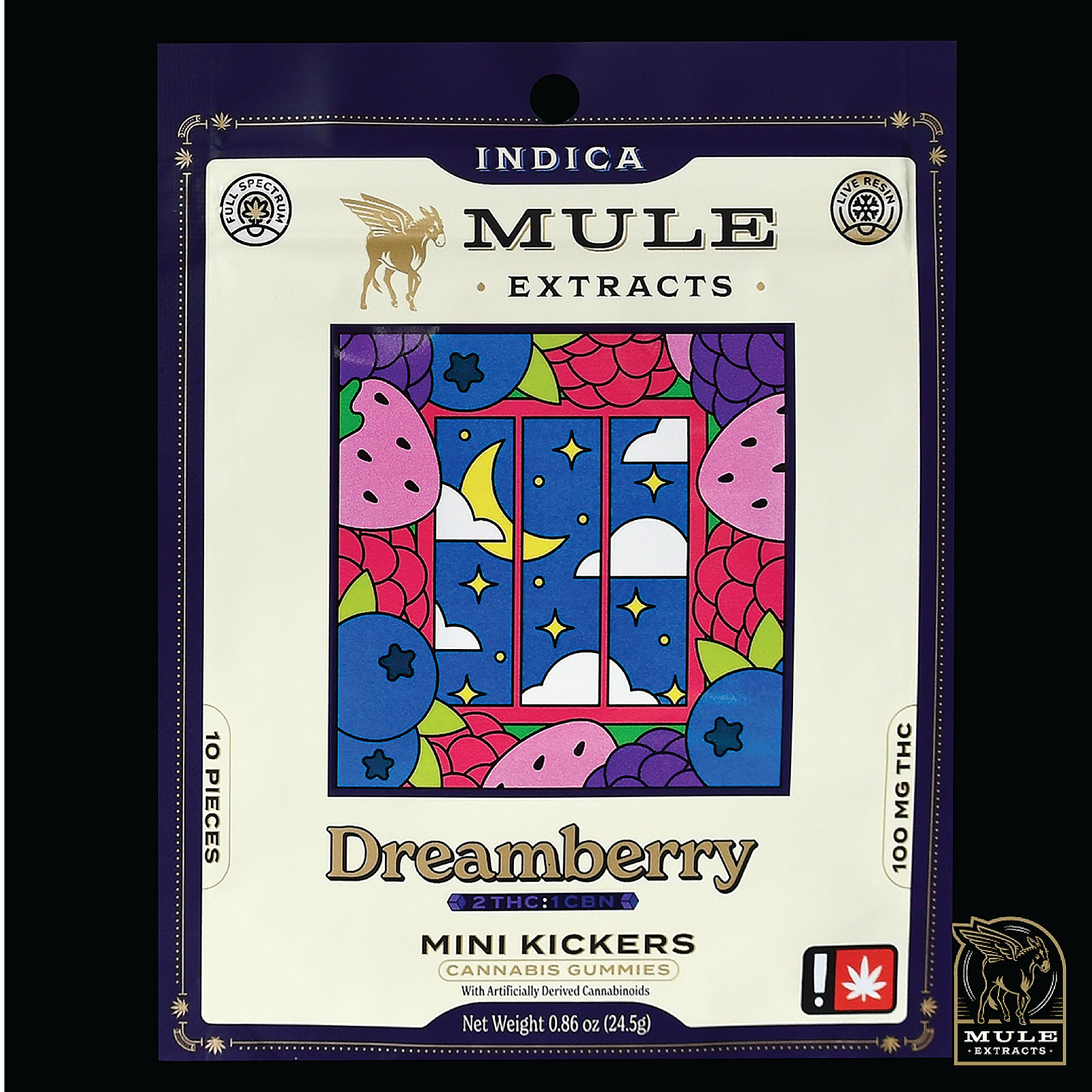 Mule Extracts: 100mg 10-Piece Dreamberry 2:1 THC:CBN Mini Kickers ...