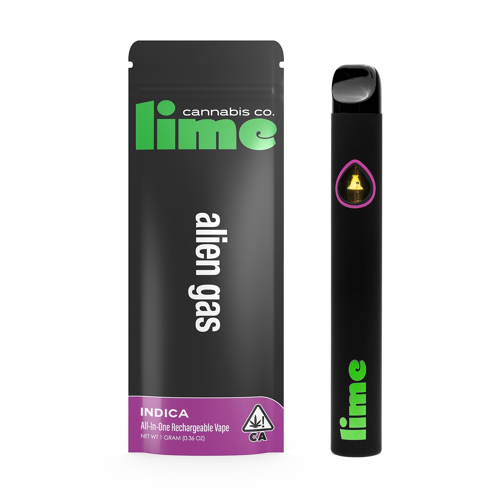 Lime: Indica (1g Premium All-In-One Vape) | Alien Gas | Leafly