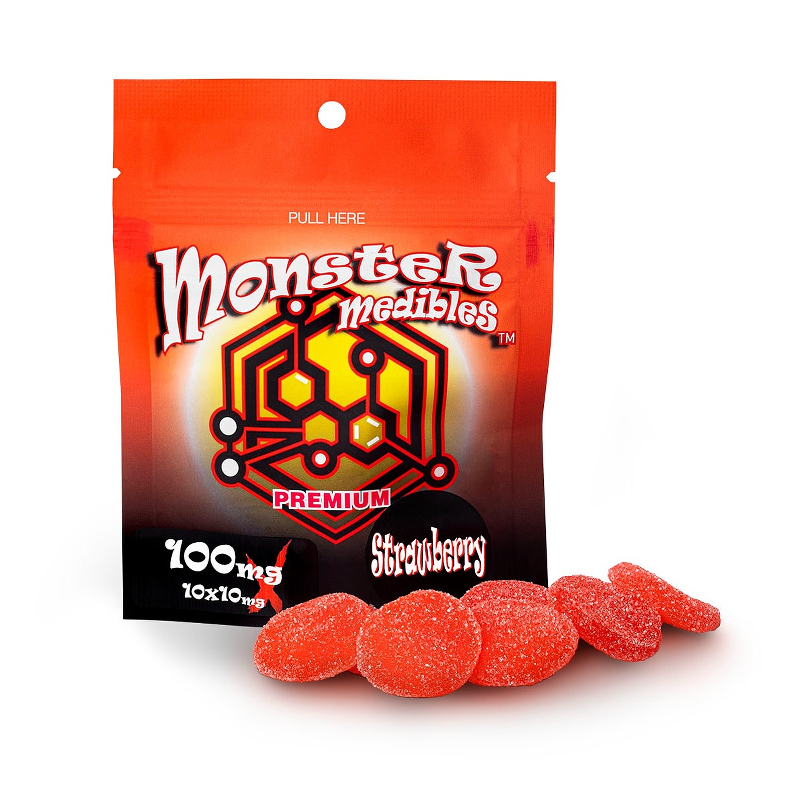 Monster Xtracts: Strawberry 10x10mg Gummies - Monster X | Leafly