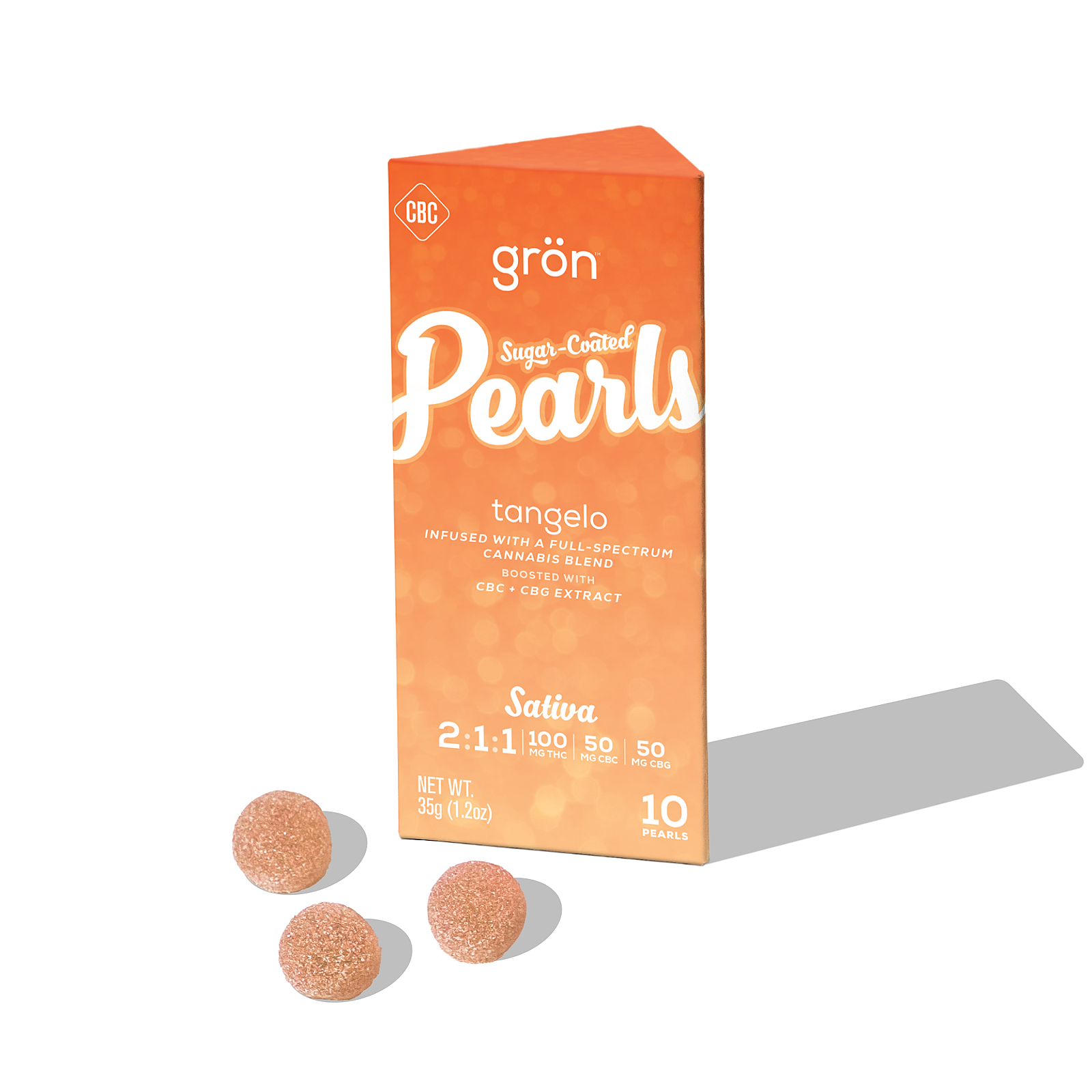 Grön: 2:1:1 Tangelo Pearls - Sativa - THC/CBC/CBG | Leafly