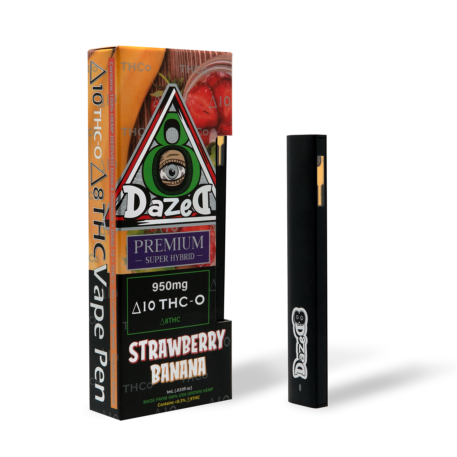 DazeD8: Strawberry Banana Delta 8/10 THC-O Disposable Vape — 1 Gram ...