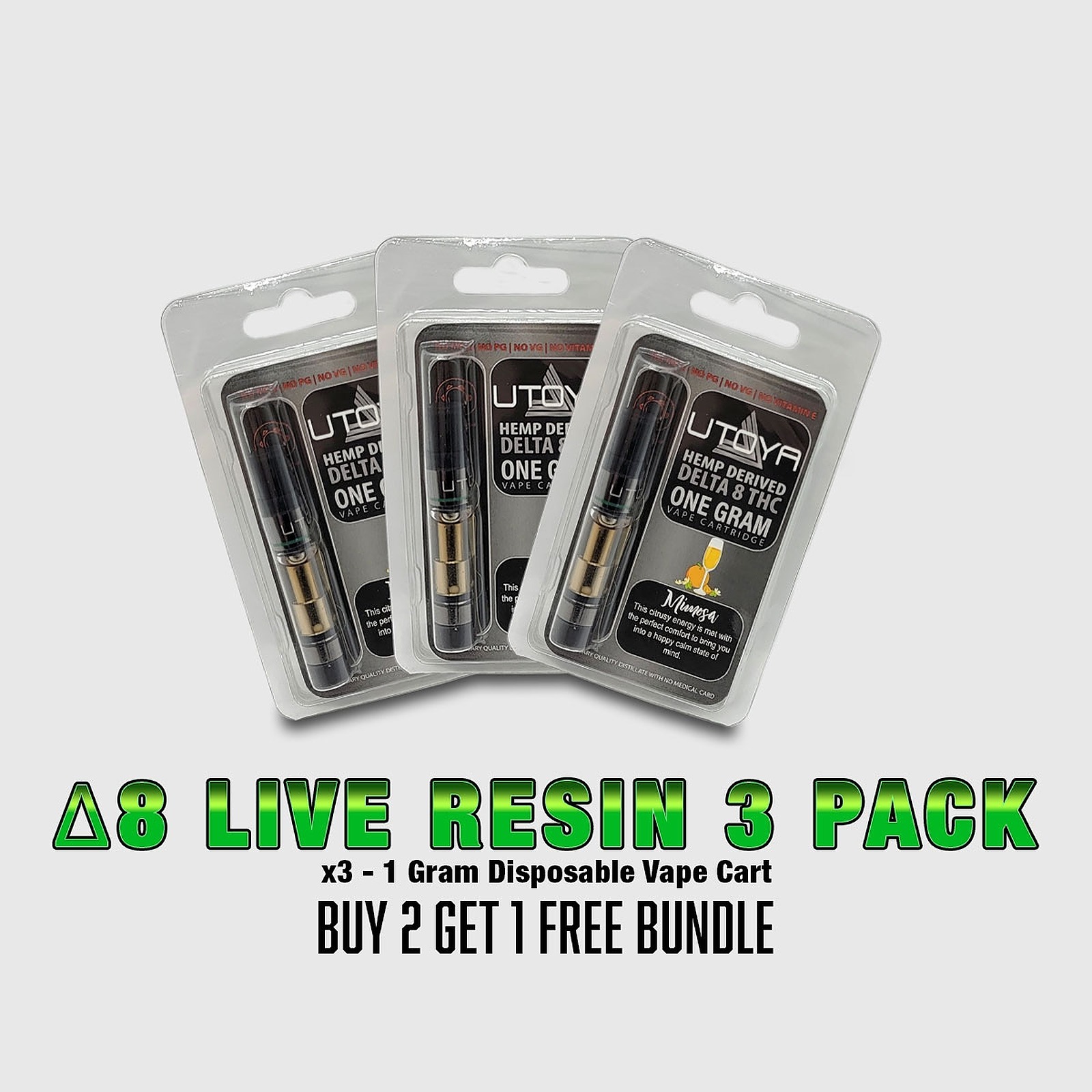 Utoya: 3 Pack Special – Delta 8 Live Resin Vape Cartridges – 1 Gram (1g ...