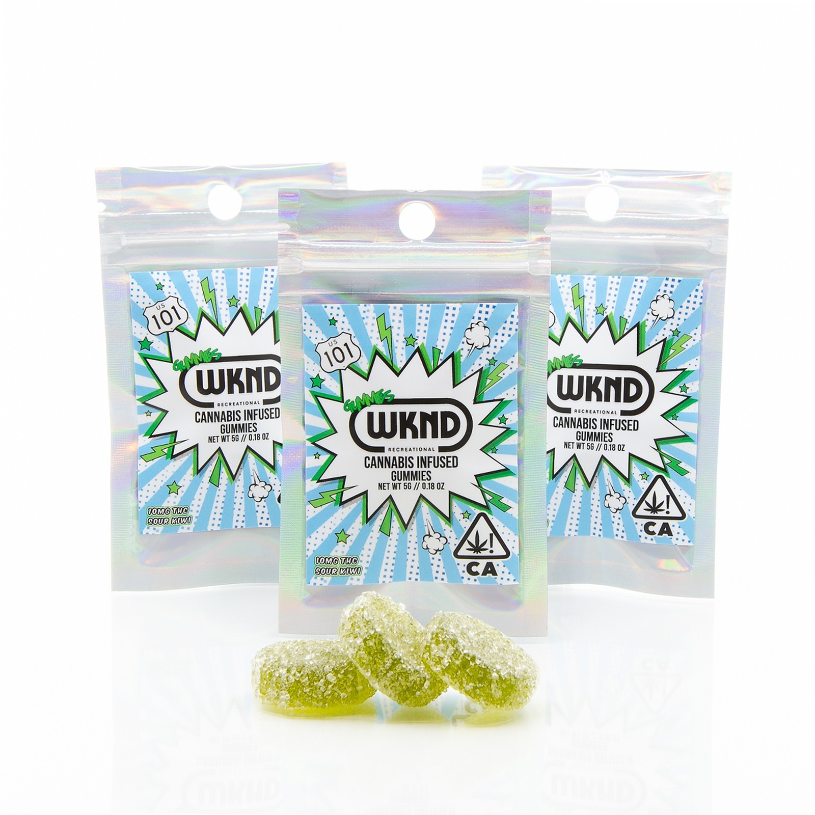 WKND Recreational: Sour Kiwi Gummy Single 10mg | Leafly