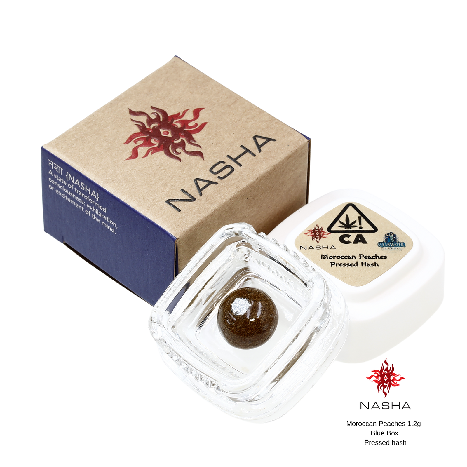 NASHA: Moroccan Peaches 1.2g Blue Pressed Hash (Clear Water Farms) | Leafly