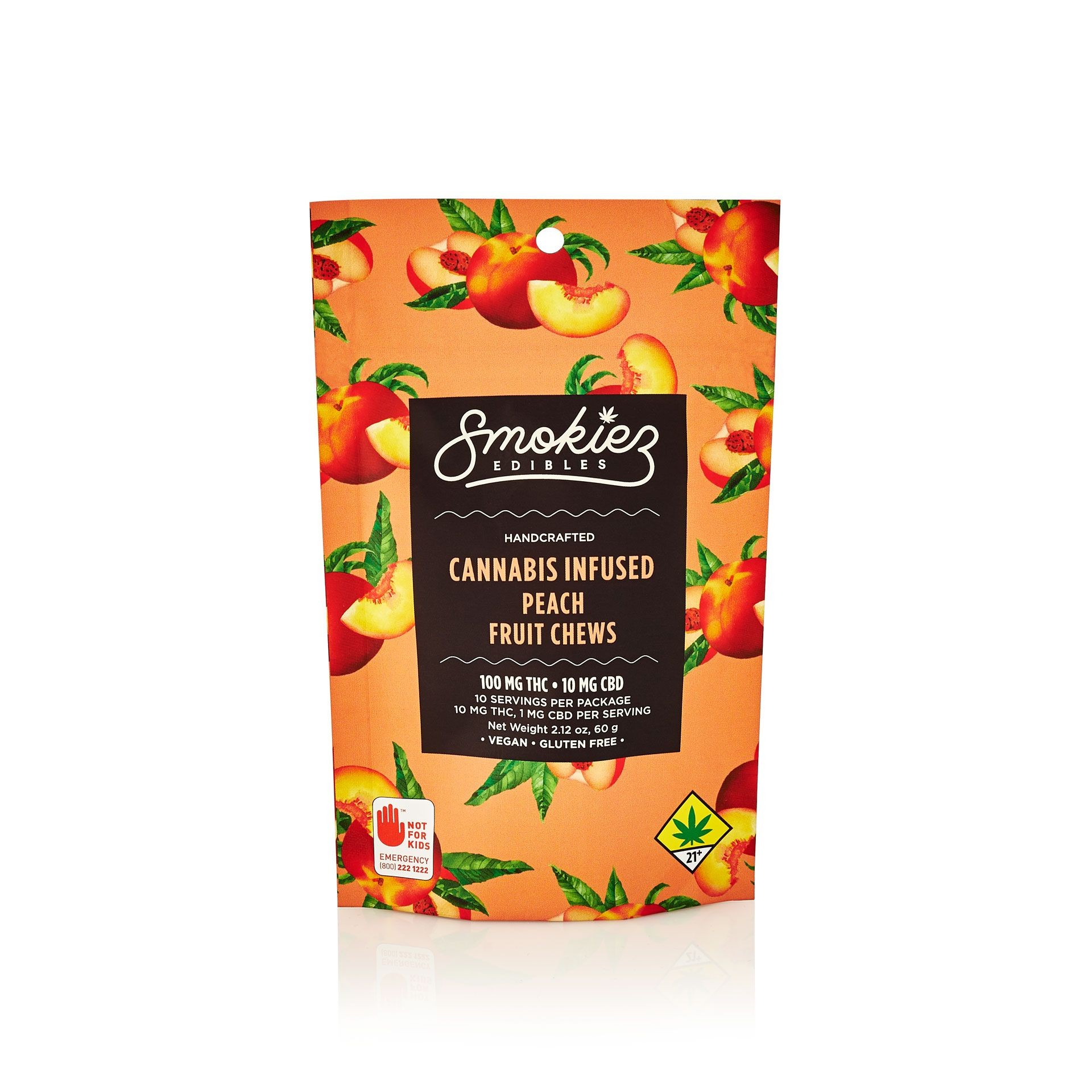 Smokiez Edibles: Peach Sativa 100mg THC Fruit Chews - Washington | Leafly