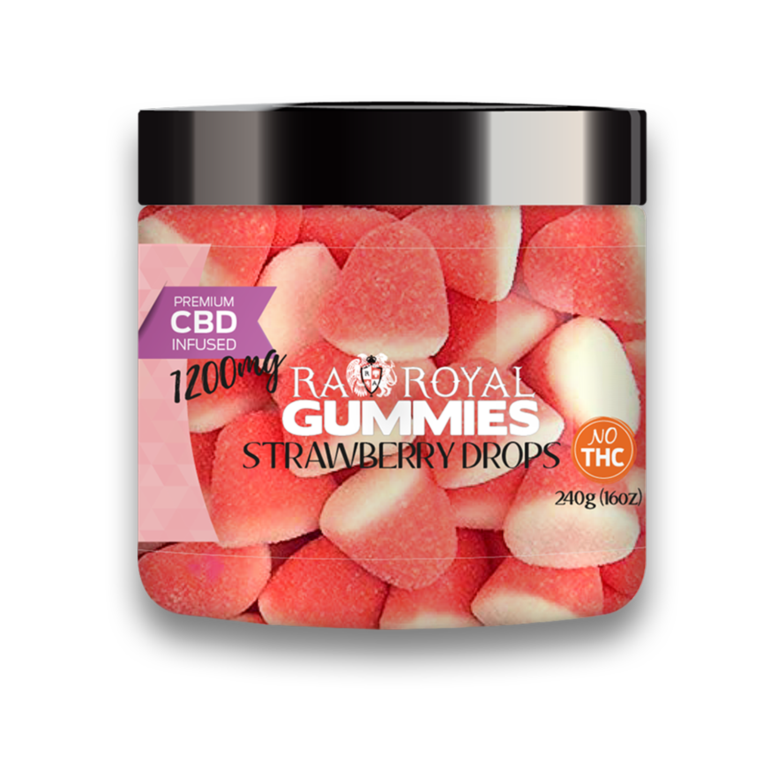 RA Royal: R.A. Royal Gummies: CBD Strawberry Drop Gummy Jar (1200 MG ...