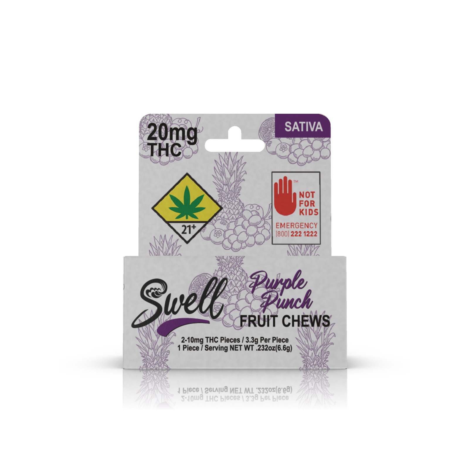 Swell Cannabis: Sativa Purple Punch Fruit Chews 20mg 2-pack | Leafly