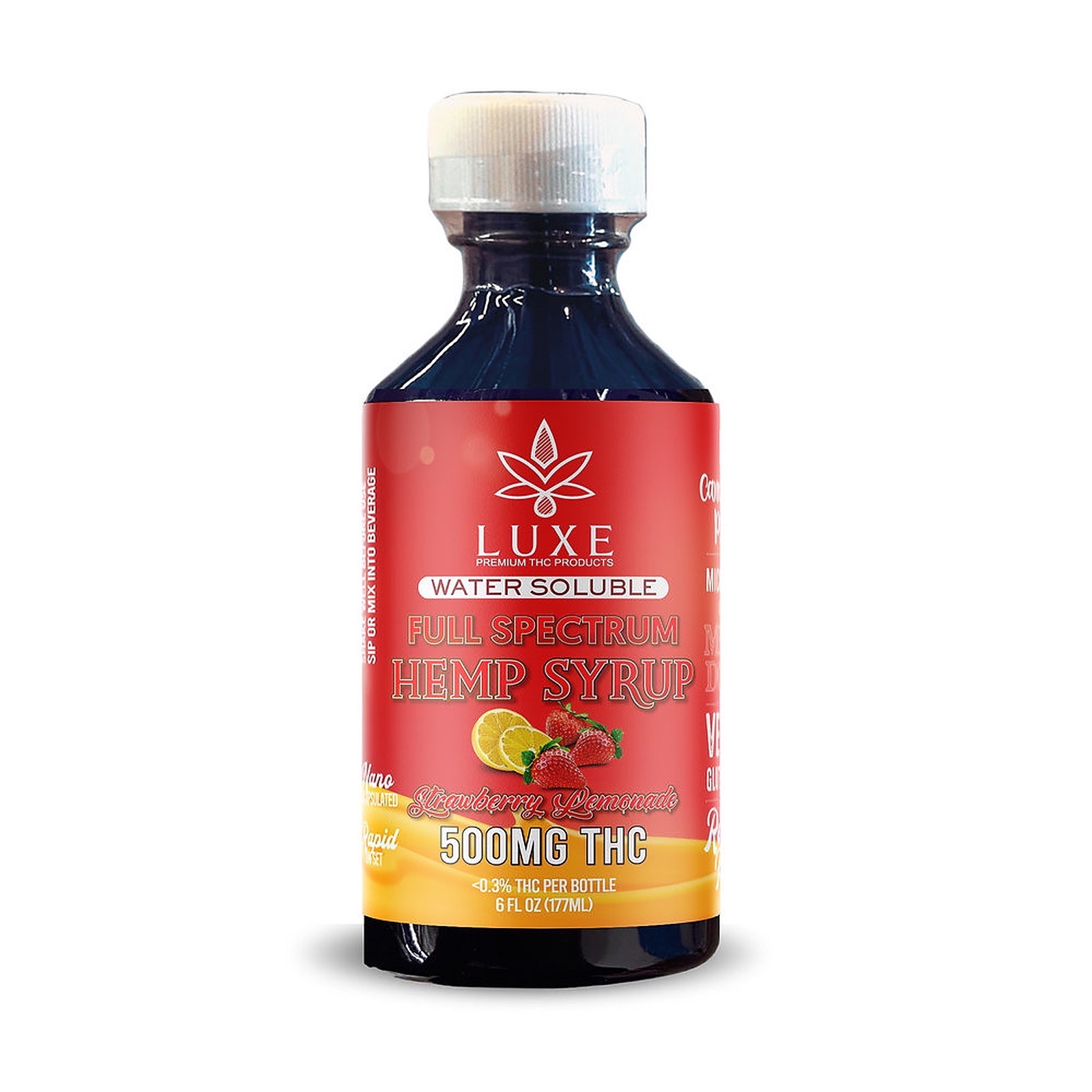 Luxe THC: 500mg THC Strawberry Lemonade Syrup | Hemp-Derived | Leafly