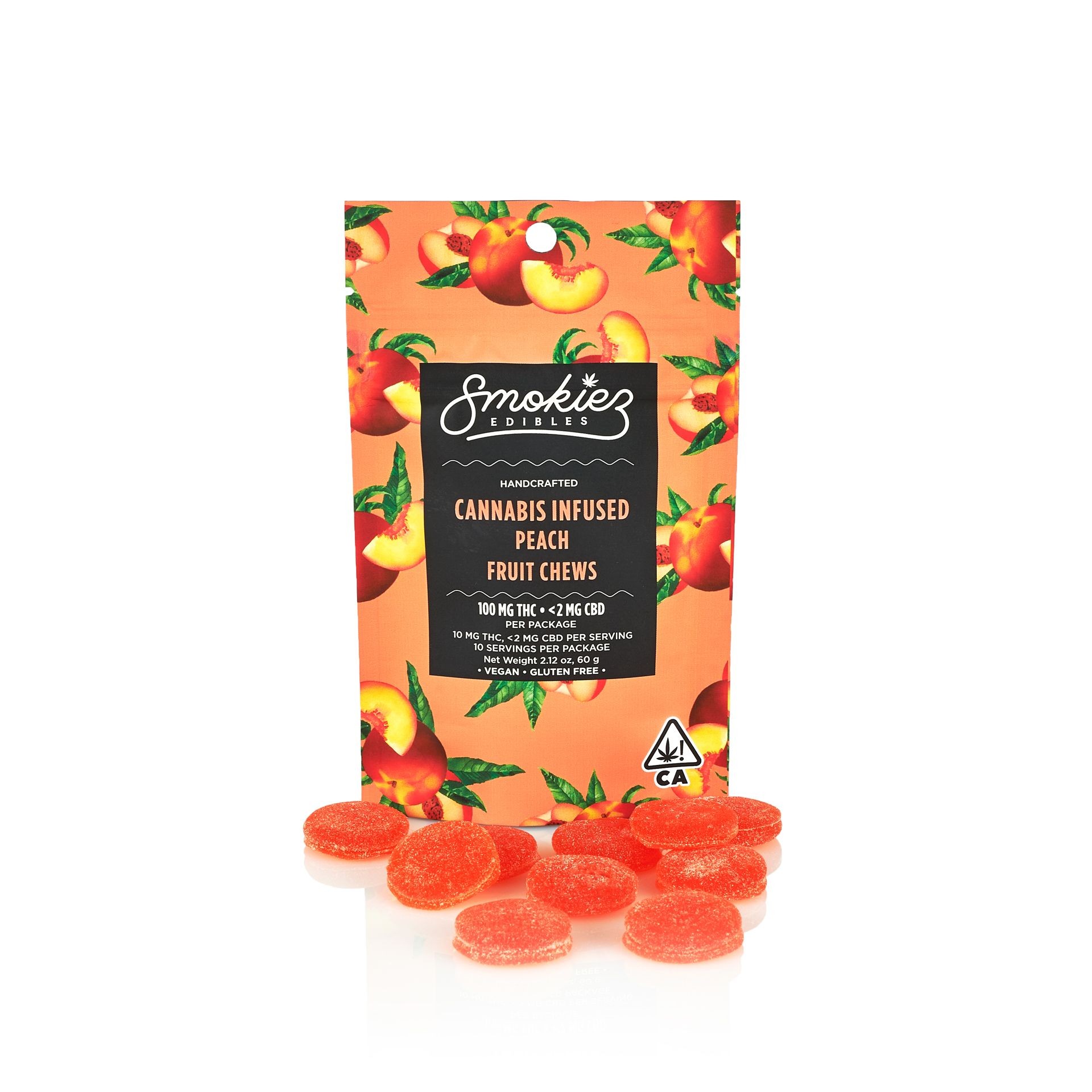 Smokiez Edibles: Peach Fruit Chews 100mg 10-pack - California | Leafly
