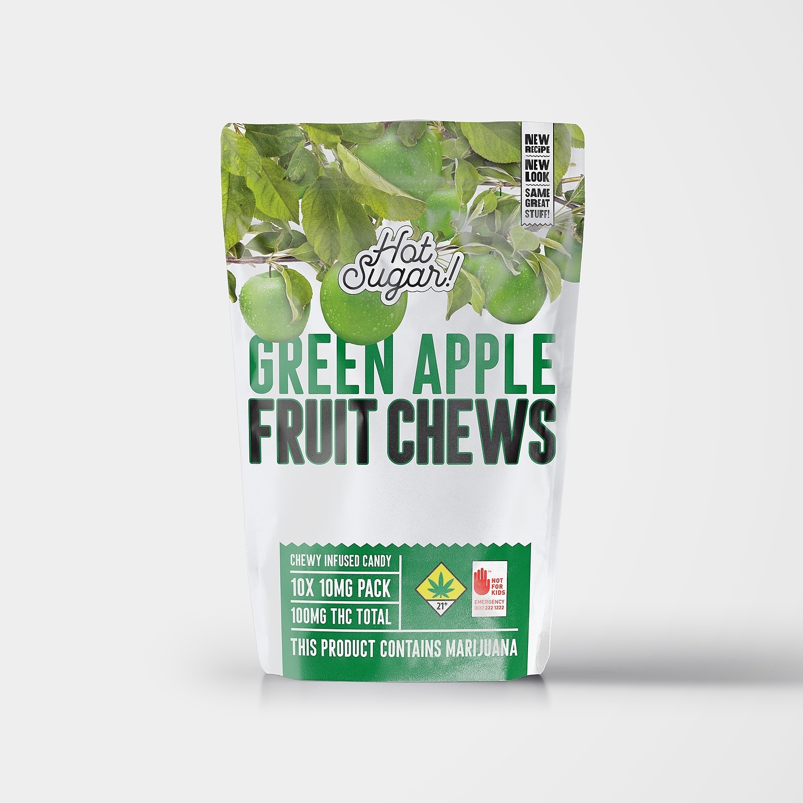 Hot Sugar! by Grow Op Farms: Green Apple Fruit Chews 100mg 10-pack | Leafly