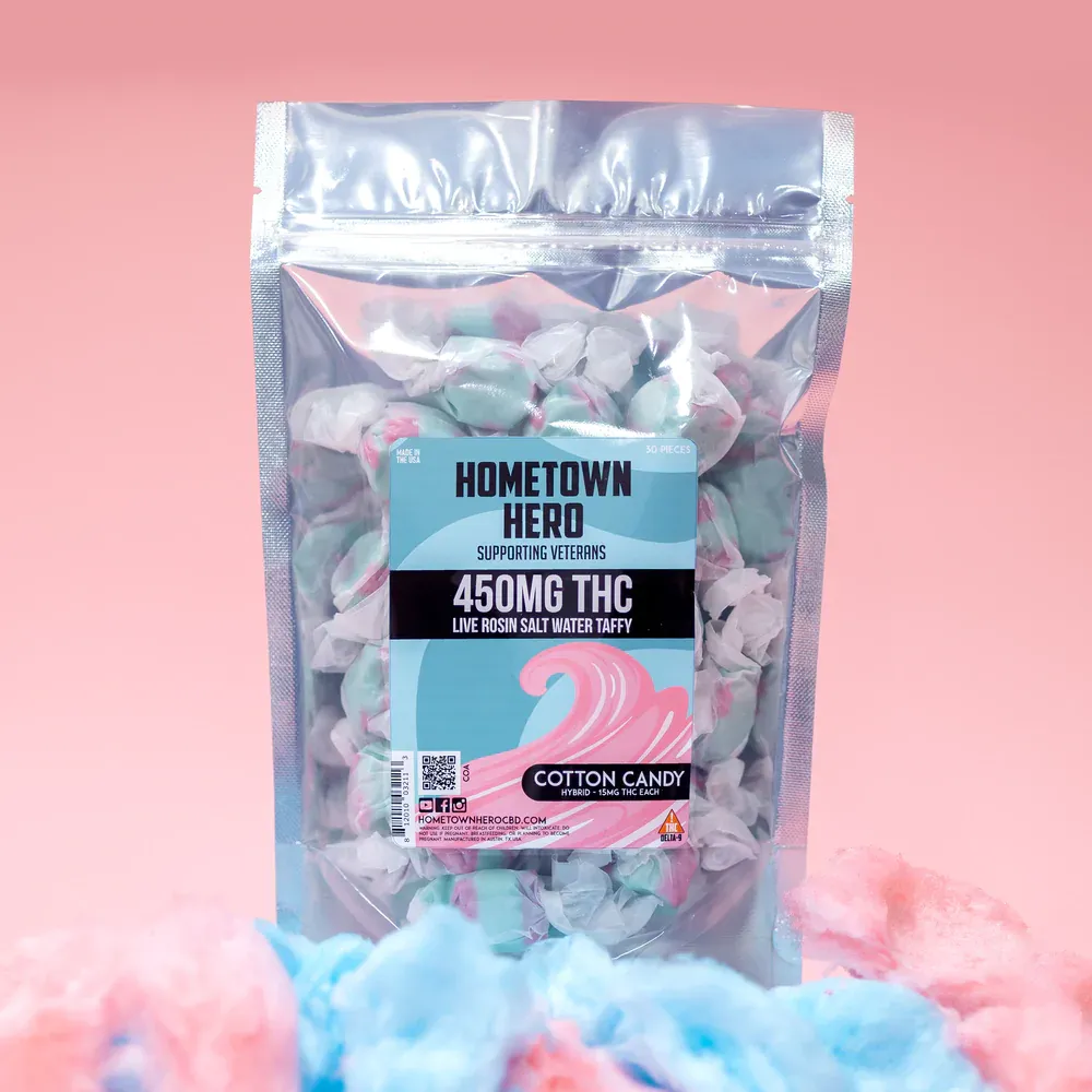 Hometown Hero: Delta-9 Live Rosin Taffy (Cotton Candy) | Leafly