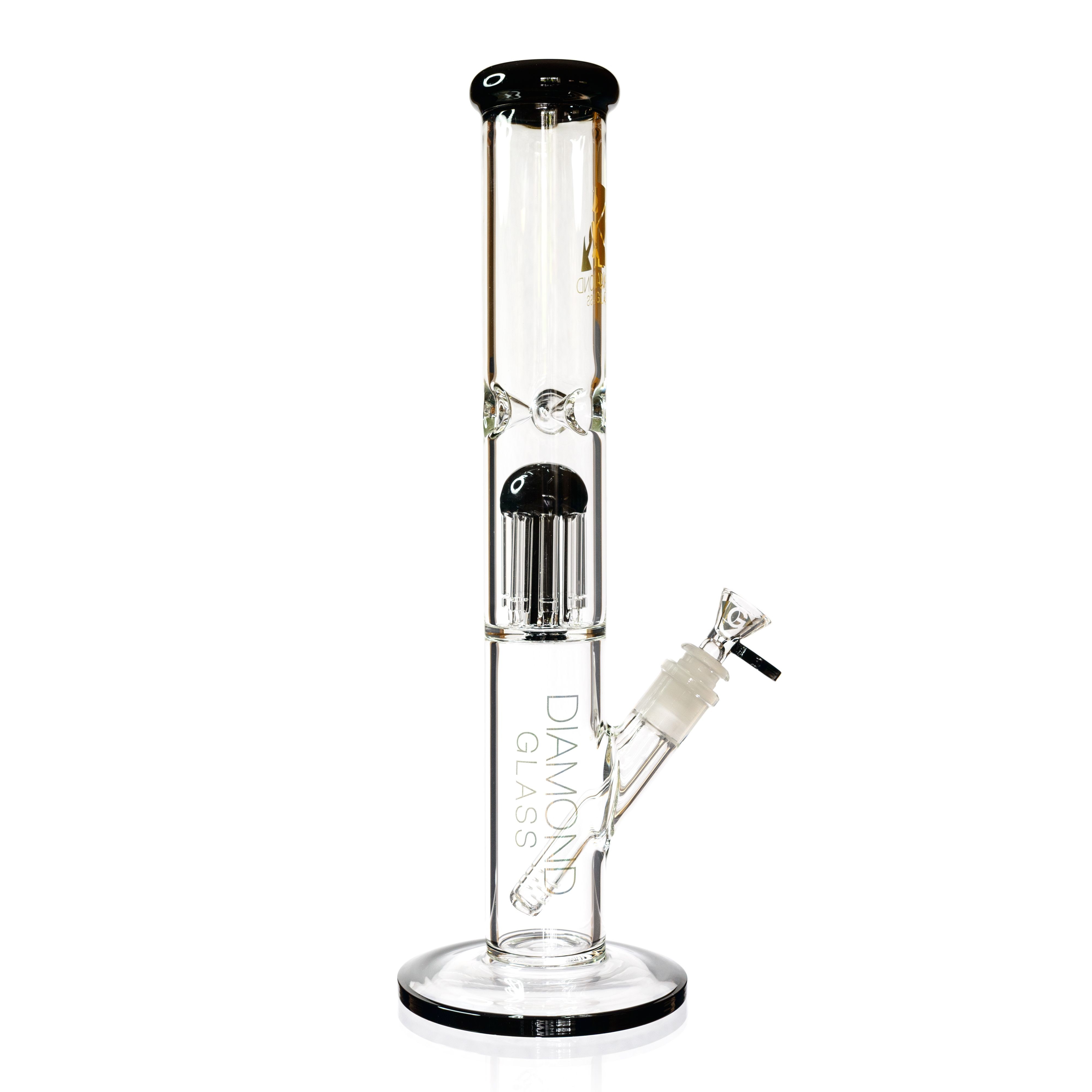 15" Straight Tube Bong w/ Single Chamber 8-Arm Tree Perc, by
