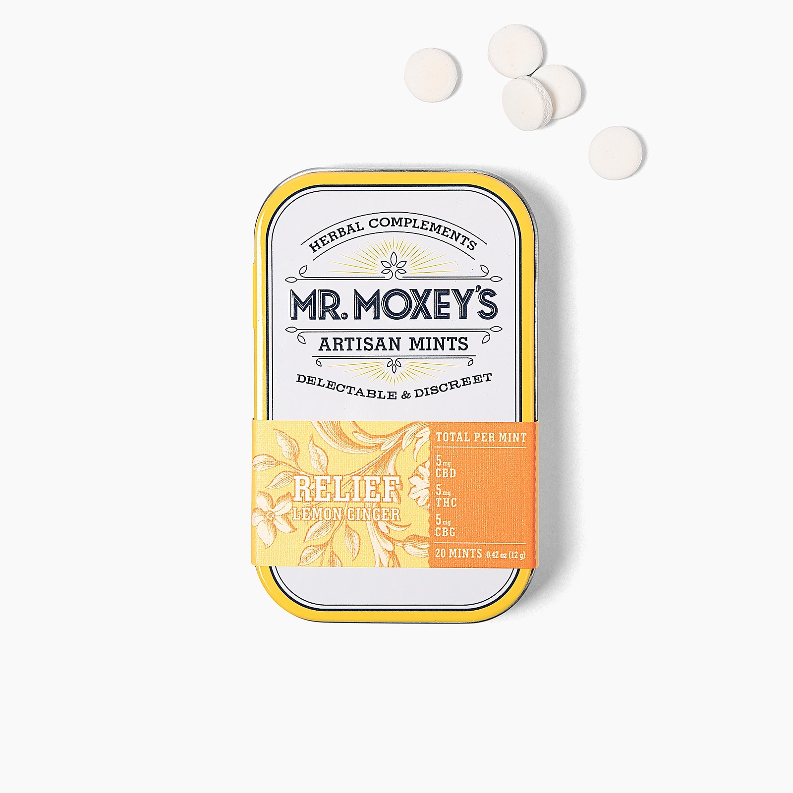 Mr. Moxey's: Relief 1:1:1 Lemon Ginger Mints (100mg CBD/100mg THC/100mg ...