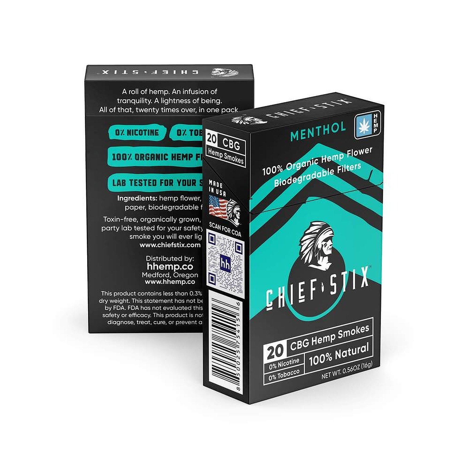 hhemp.co: CHIEF STIX CBG SMOKES - MENTHOL (20CT/PACK) | Leafly