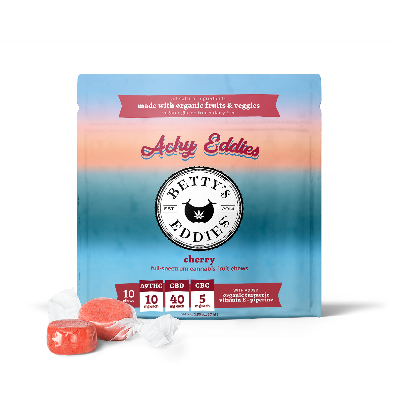 Betty's Eddies: Achy Eddies Cherry [10pk] (100mg THC/400mg CBD/50mg CBC ...