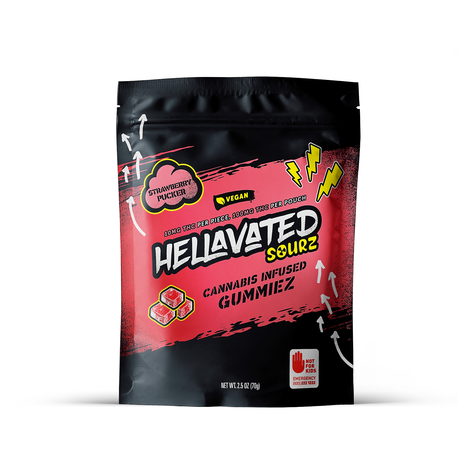Hellavated: Strawberry Pucker Sour Gummiez 100mg 10-pack | Leafly