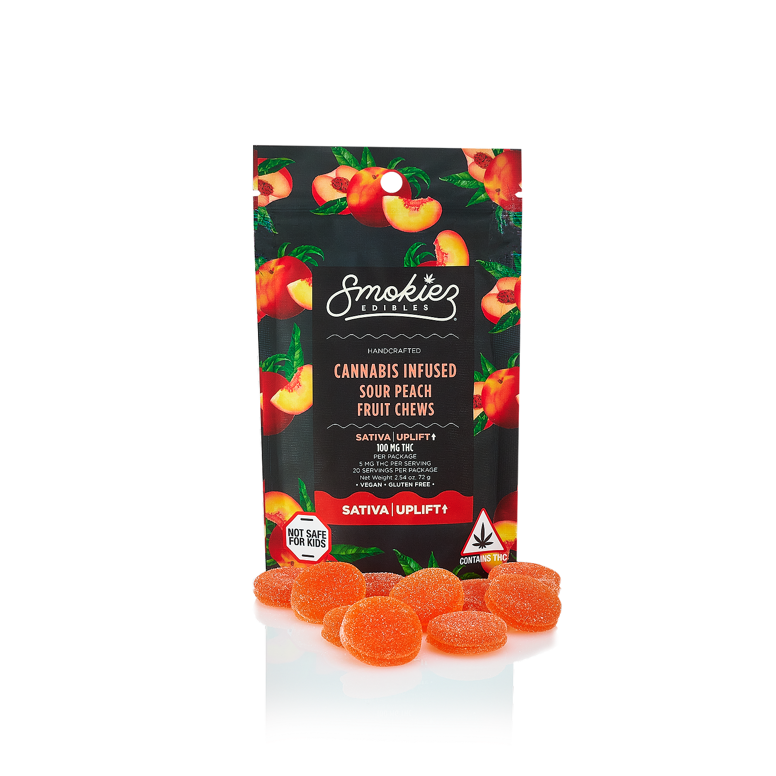 Smokiez Edibles: Smokiez SATIVA Sour Peach Fruit Chews - 100mg 20pk ...