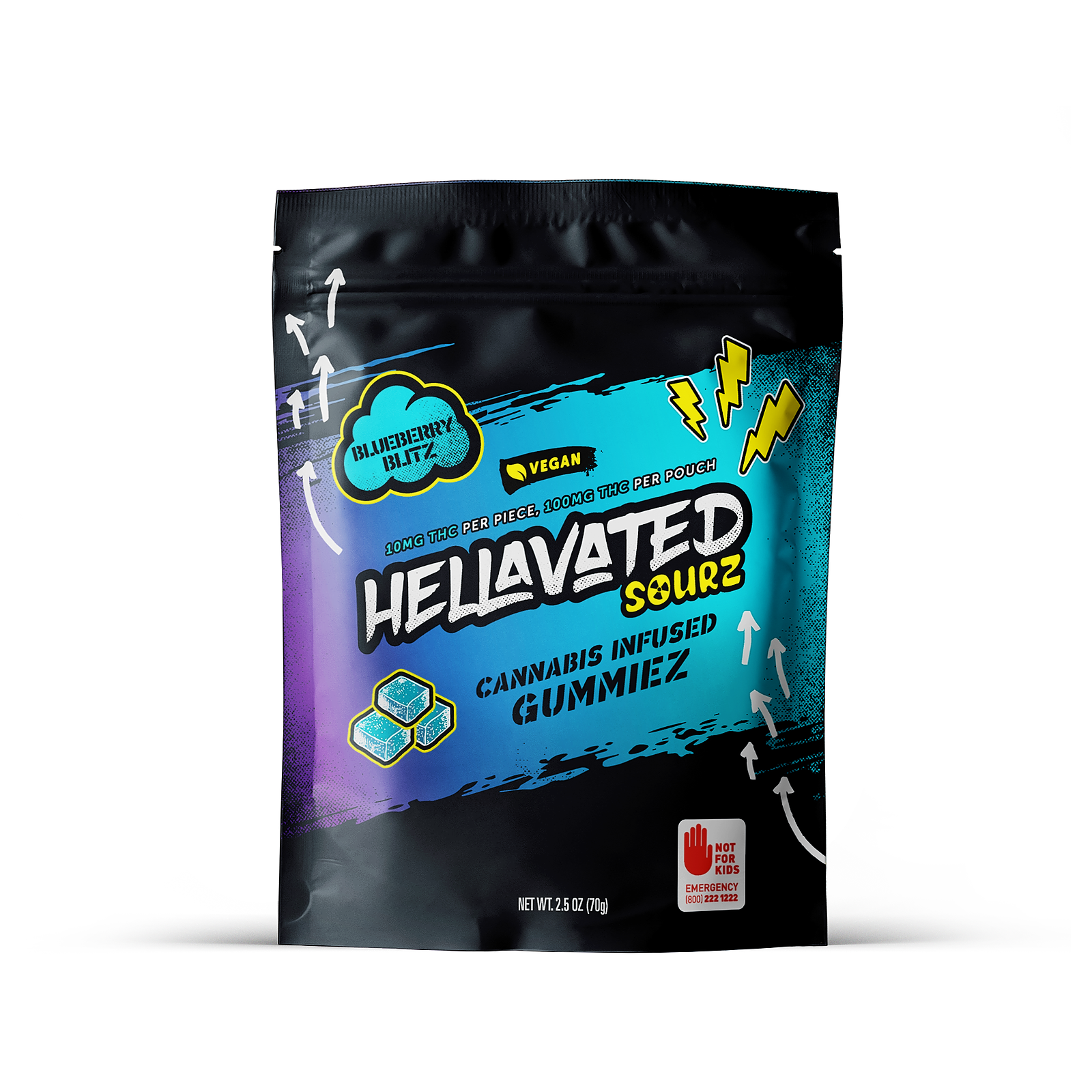 Hellavated: Blueberry Blitz Sour Gummiez 100mg 10-pack | Leafly