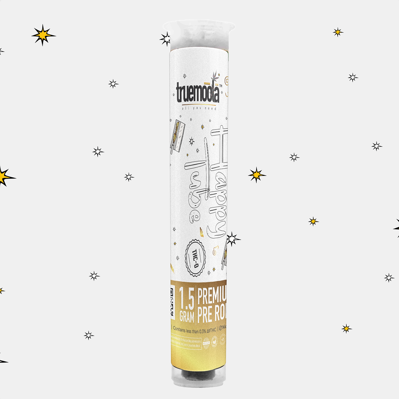 Truemoola: Happy Tube THC-0- GELATO #33 (Hybrid) – 1.5g Preroll | Leafly