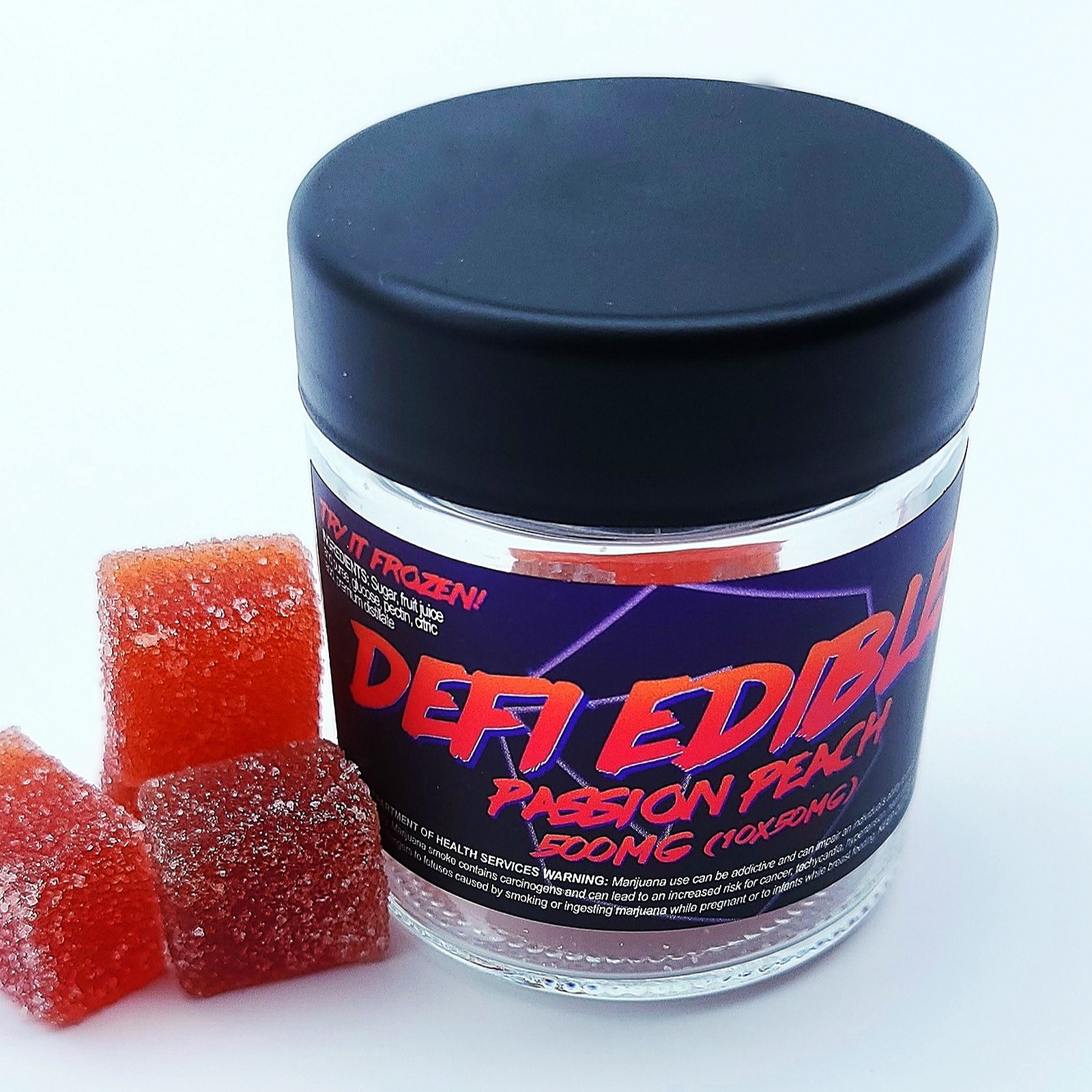 Defi Edibles: Passion Peach Pate De Fruit Gummies 500mg 10-pack | Leafly