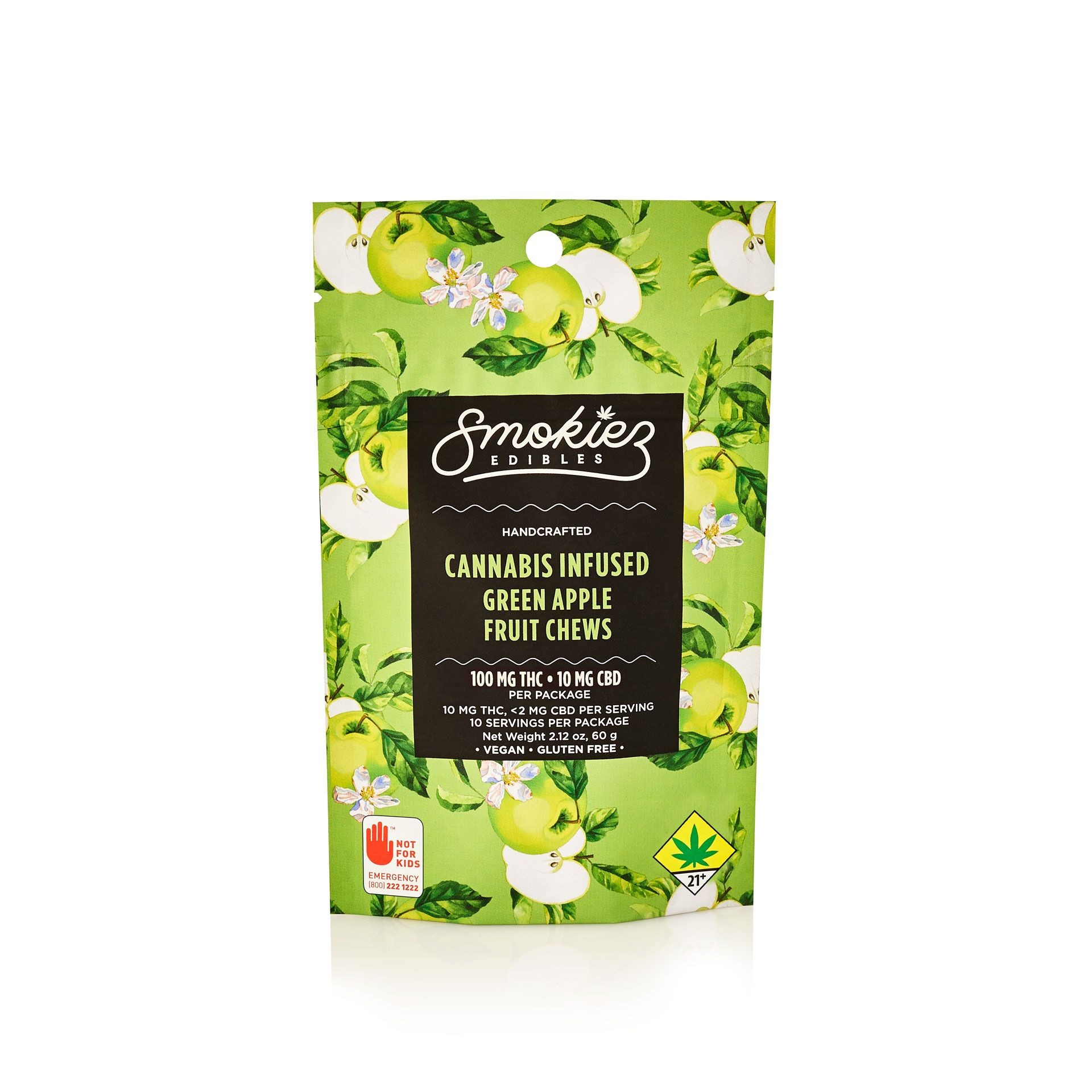 Smokiez Edibles: Green Apple Hybrid 100mg THC Fruit Chews - Washington ...