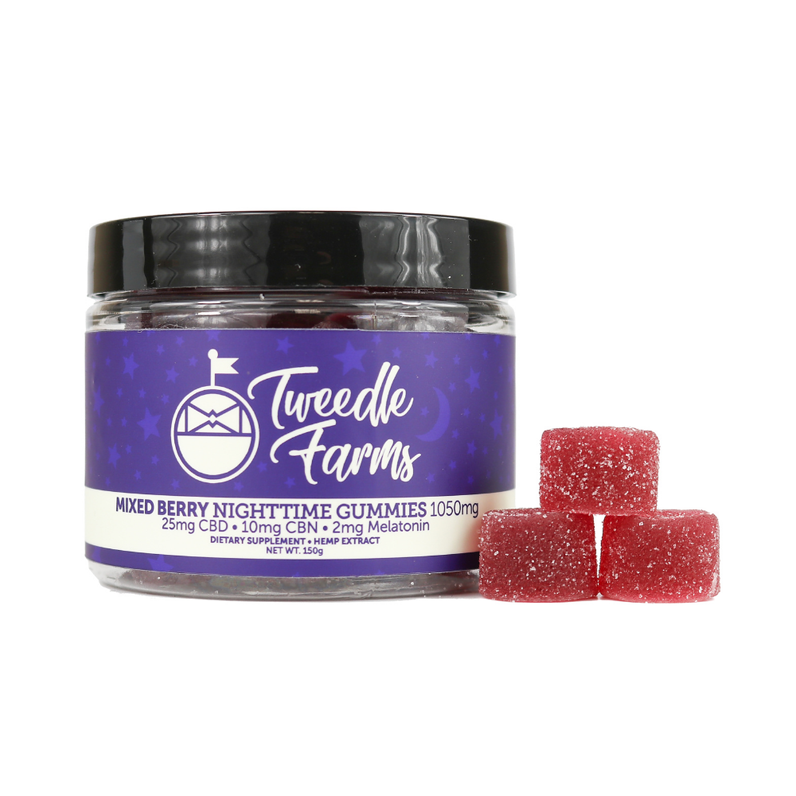 Tweedle Farms: Nighttime Gummies • CBD + CBN + Melatonin | Leafly