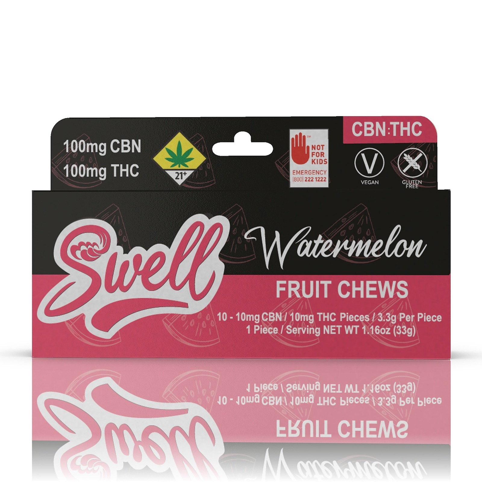 Swell Cannabis: 1:1 CBN/Indica Watermelon Fruit Chews 200mg 10-pack ...