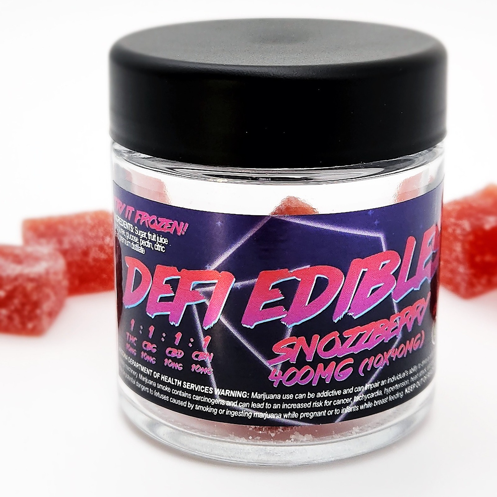 Defi Edibles: 1:1:1:1 "Snozzberry" Pate de Fruit Gummies 100mg | Leafly