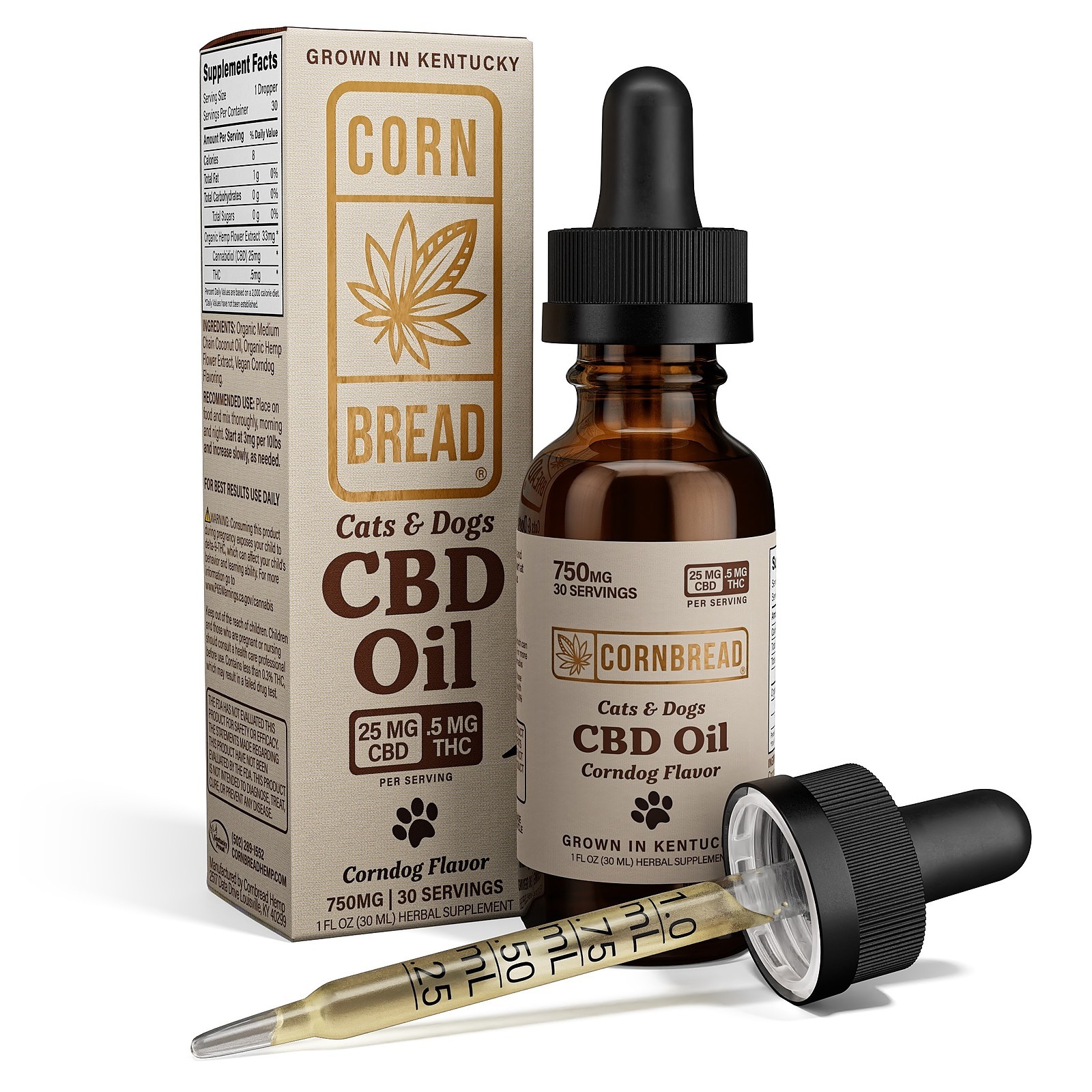 Cornbread Hemp: Full Spectrum CBD Oil for Pets: 500mg | Leafly