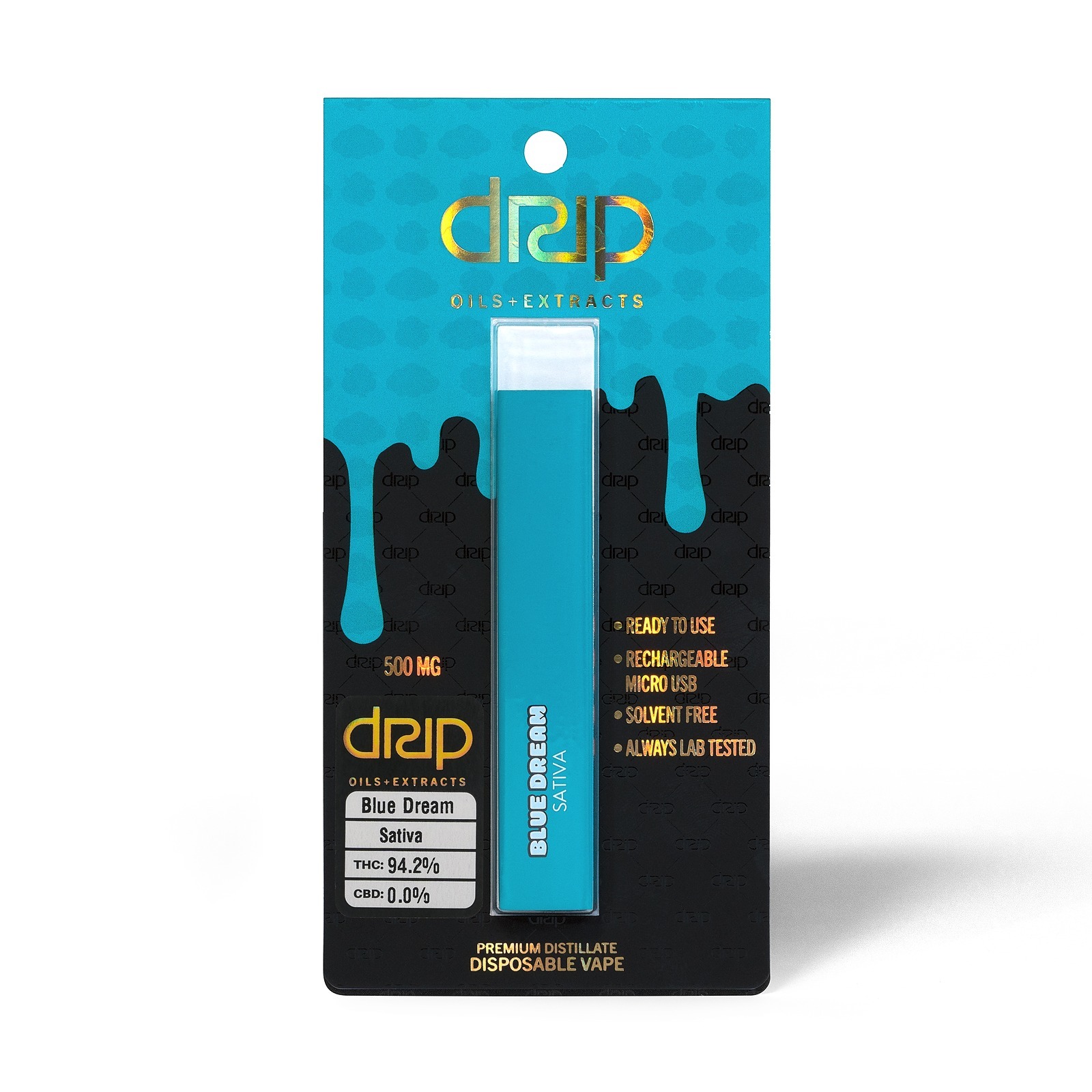 DRIP Oils + Extracts: Disposable Vape 500mg Blue Dream | Leafly