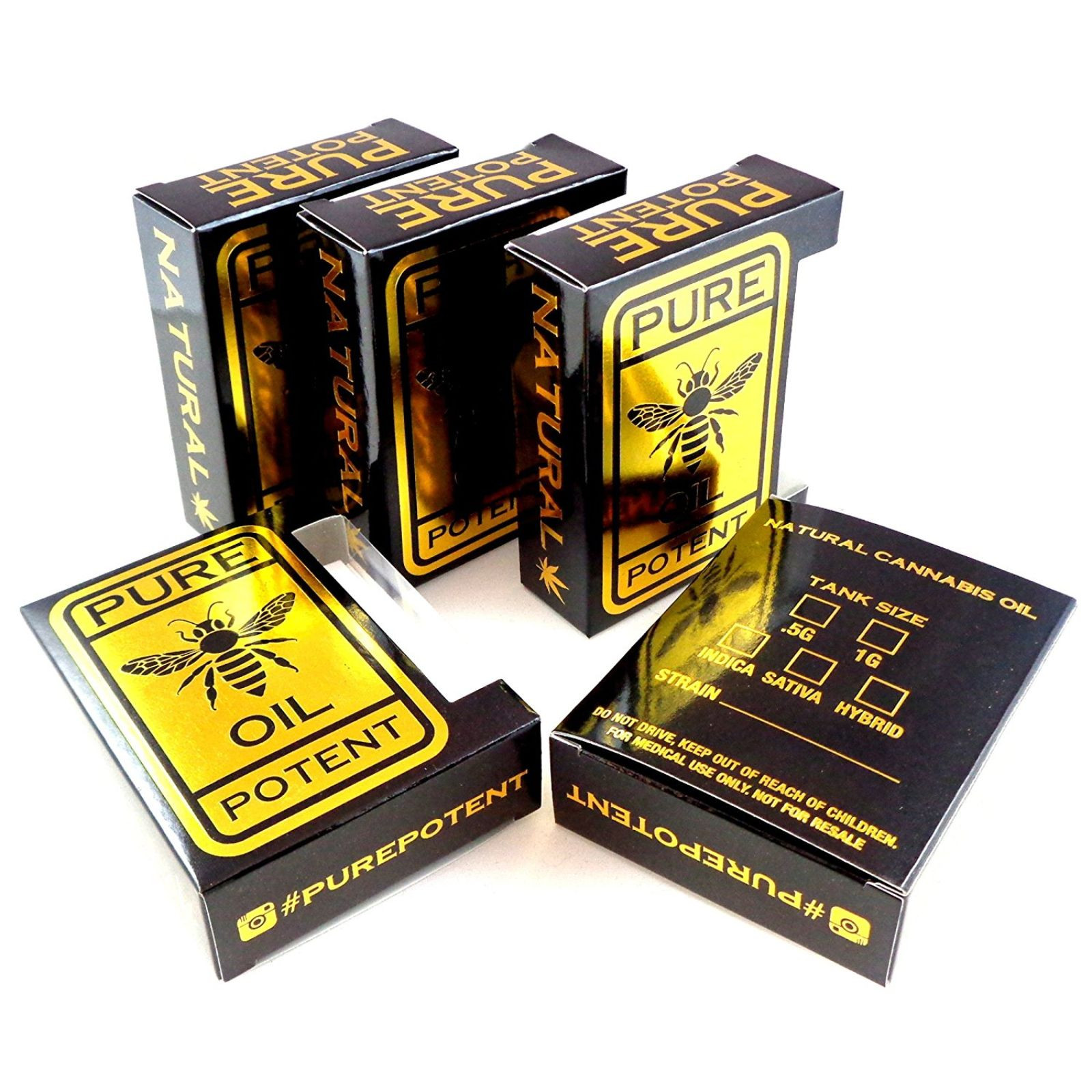 Shatter Labels: 25 Black Gold Pure Potent Oil Wax Tip Display Packaging ...