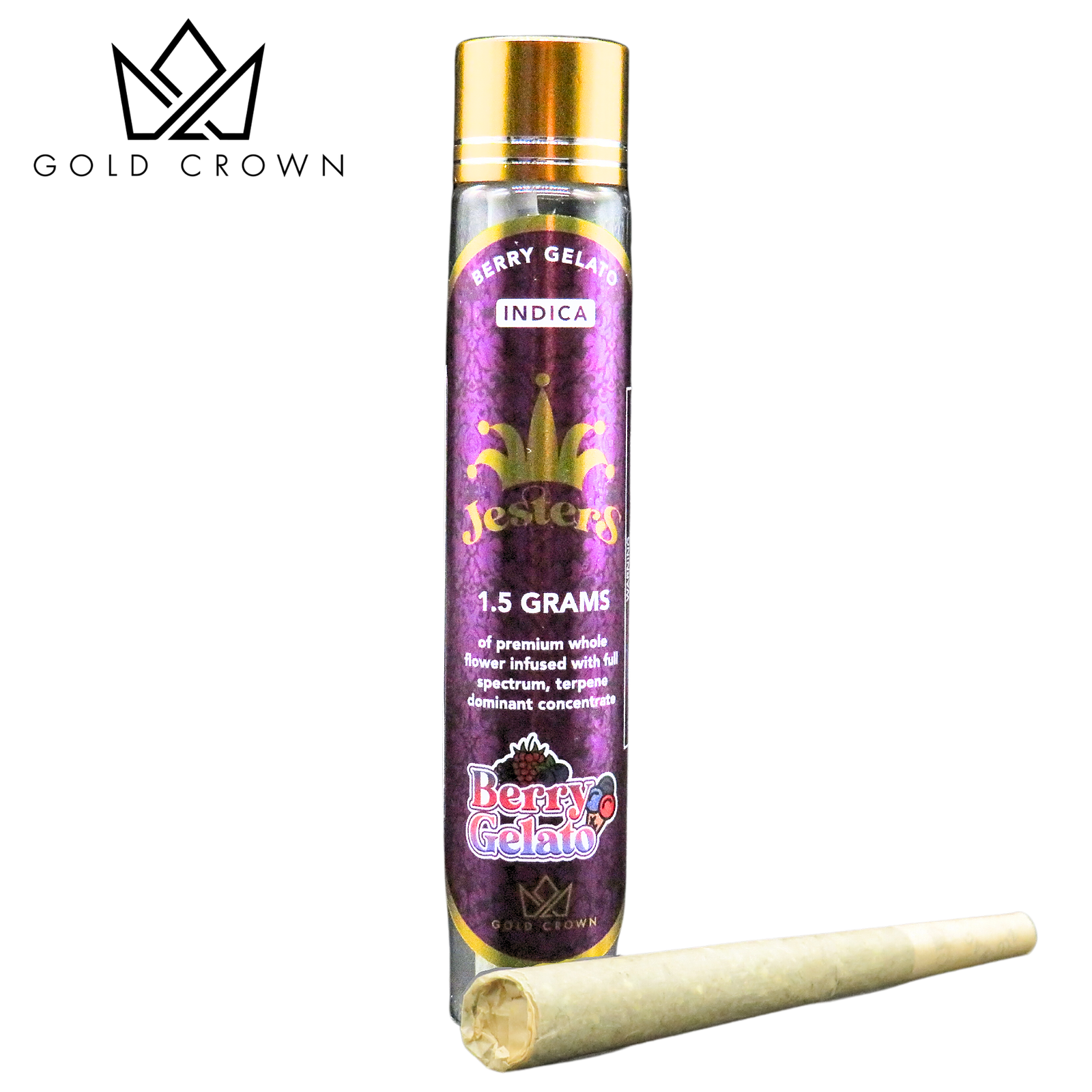 Gold Crown: Jesters Infused Pre-roll (1.5g)- Berry Gelato | Leafly