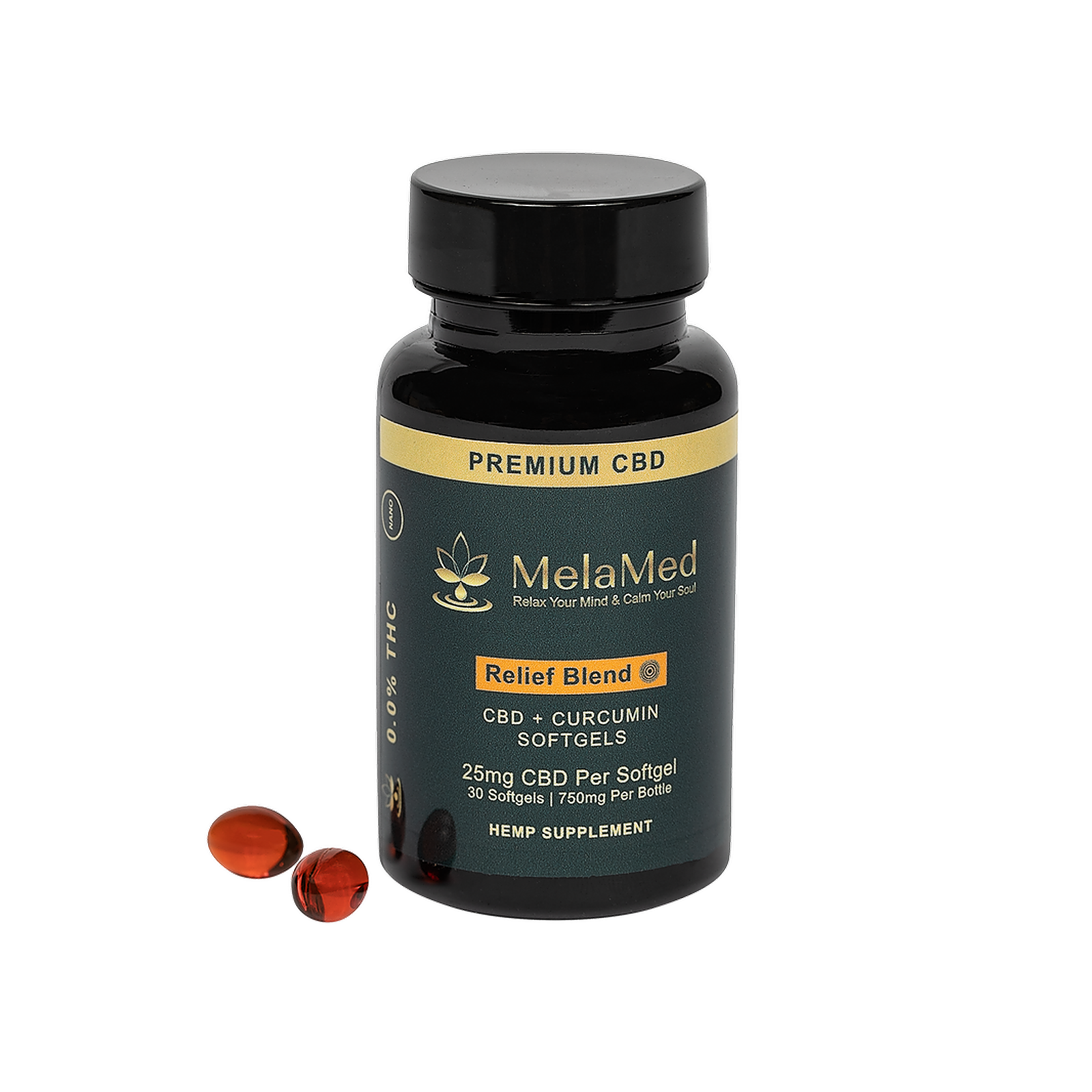 MelaMed Premium CBD: Relief Blend CBD + Curcumin Premium Softgels | Leafly
