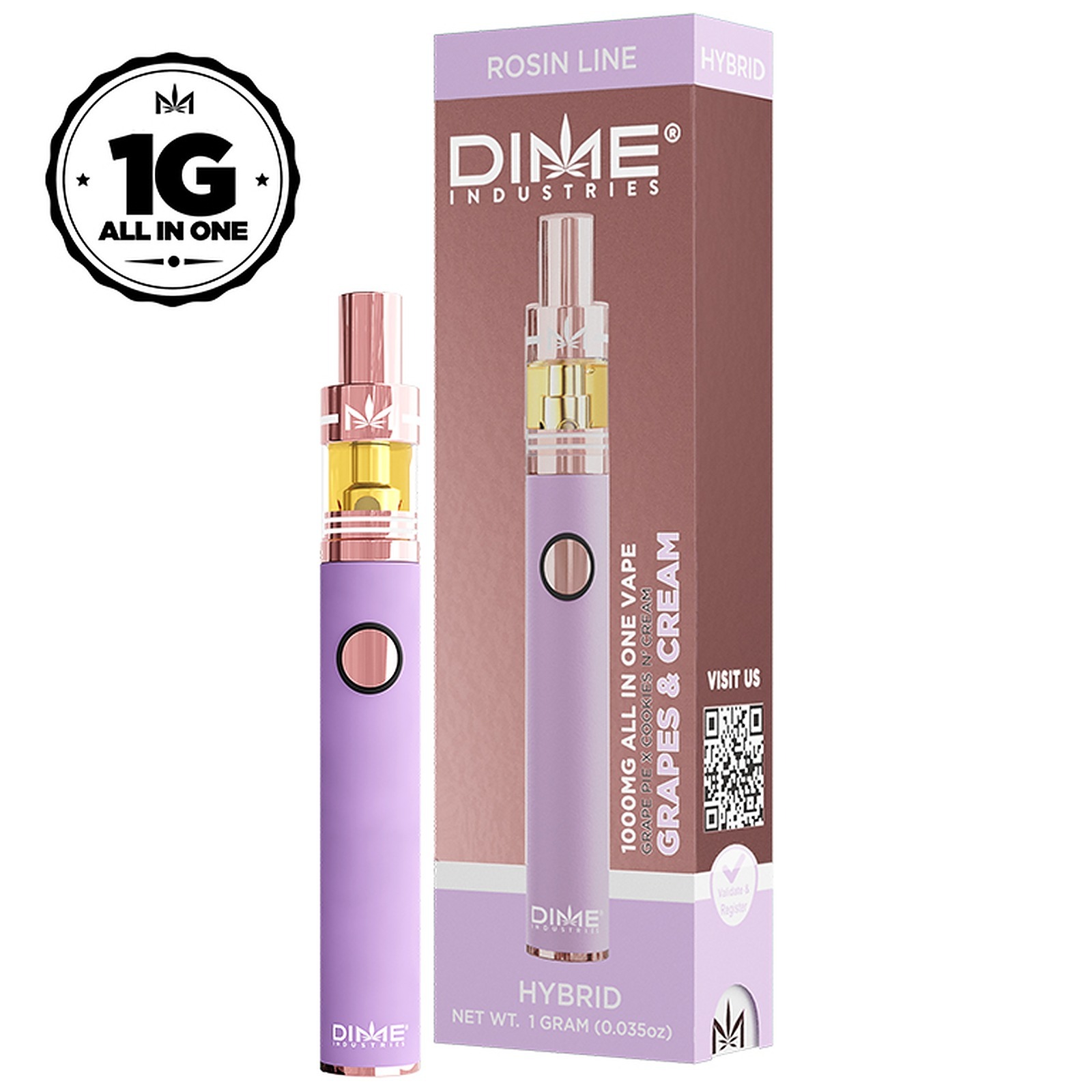 Dime Industries: Grapes & Cream 1000mg Rosin All in One Device | Leafly