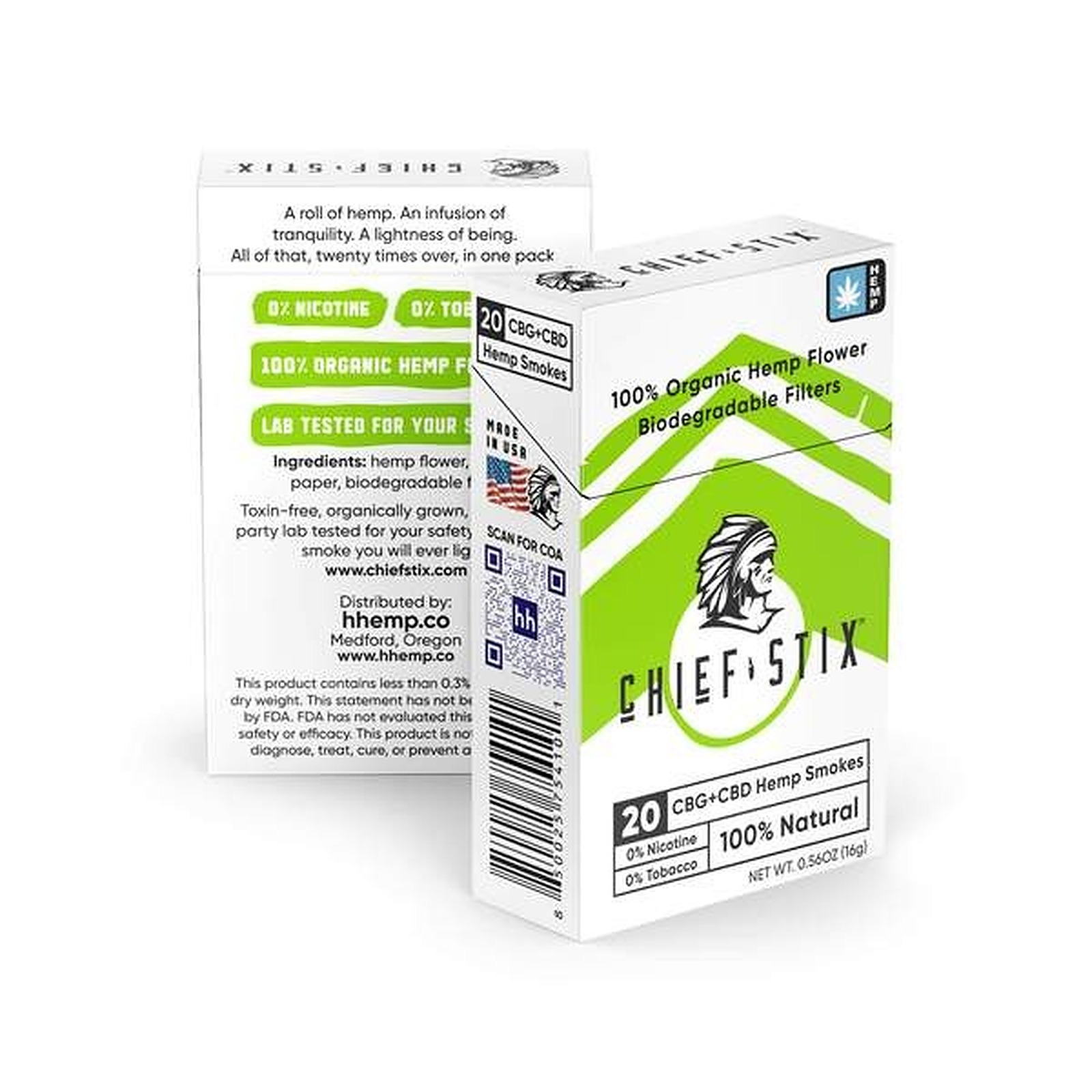 hhemp.co: CHIEF STIX CBG + CBD REGULAR SMOKES (20CT/PACK) | Leafly