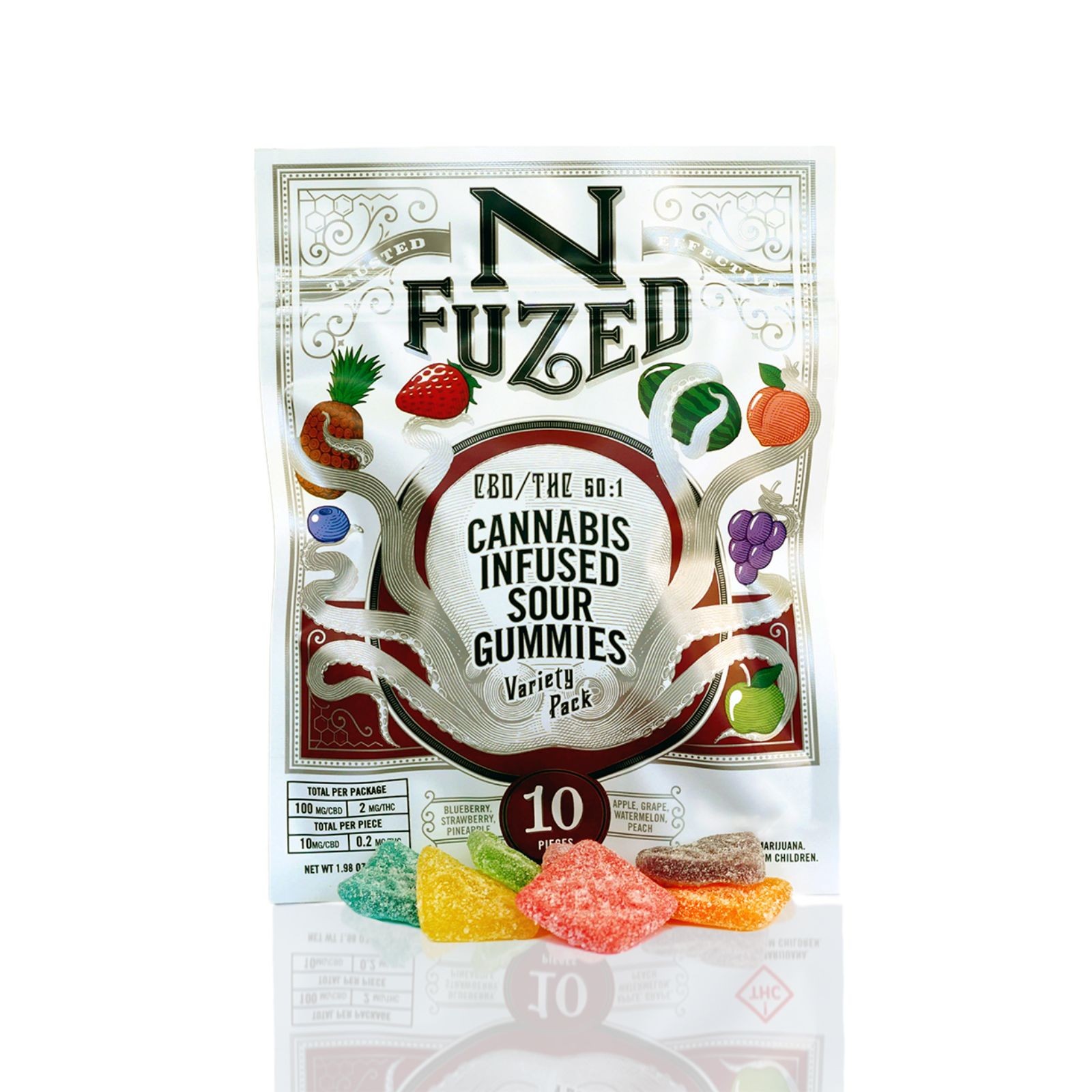 NFuzed: NFuzed 50:1 CBD/THC Sour Gummies 100mg Variety Pack | Leafly