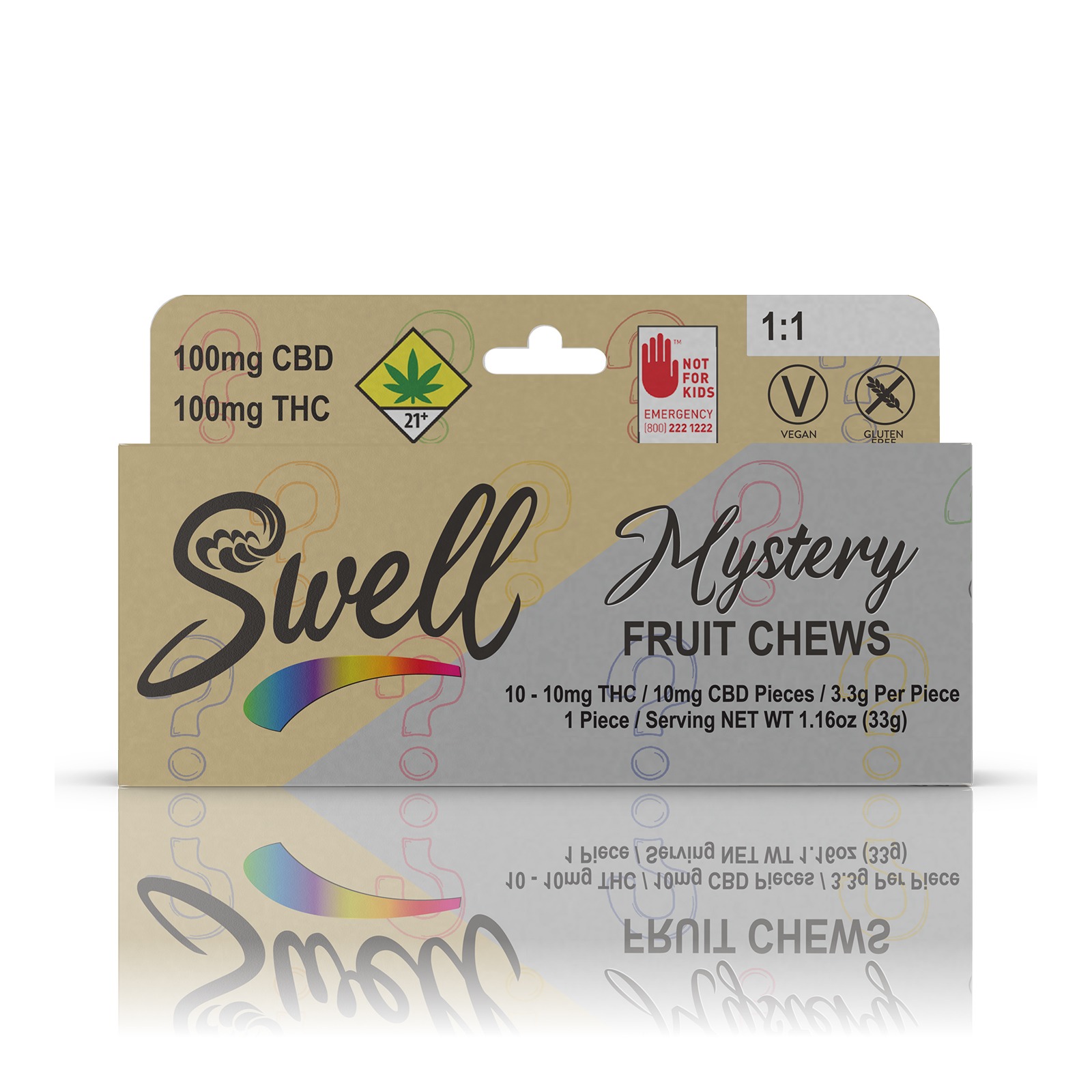 Swell Cannabis: 1:1 CBD/Hybrid Mystery Fruit Chews 200mg 10-pack | Leafly