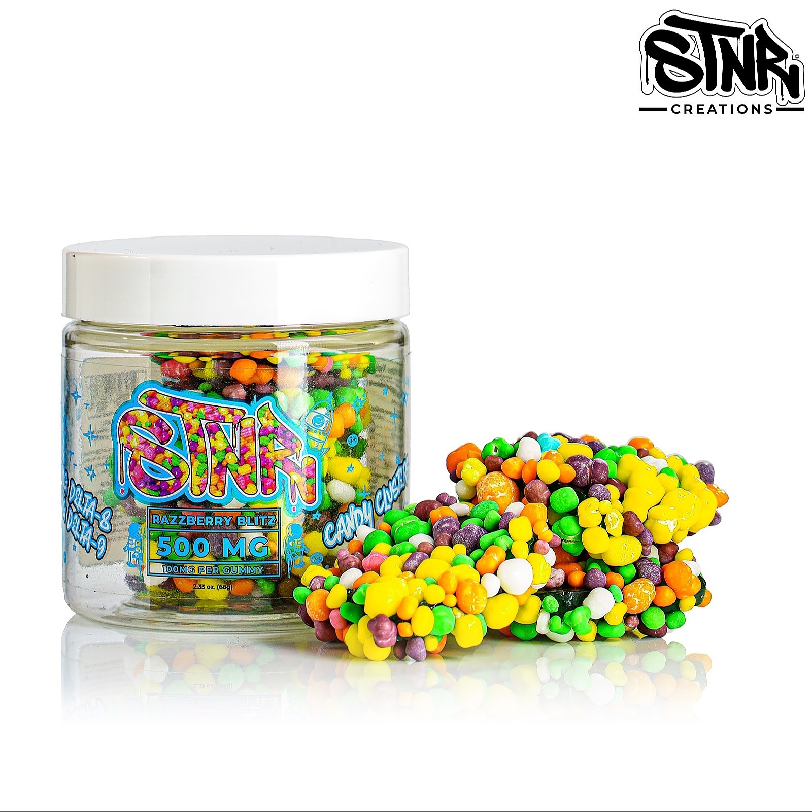 STNR Creations: Razberry Blitz | 500MG Candy Cluster Jar | Leafly