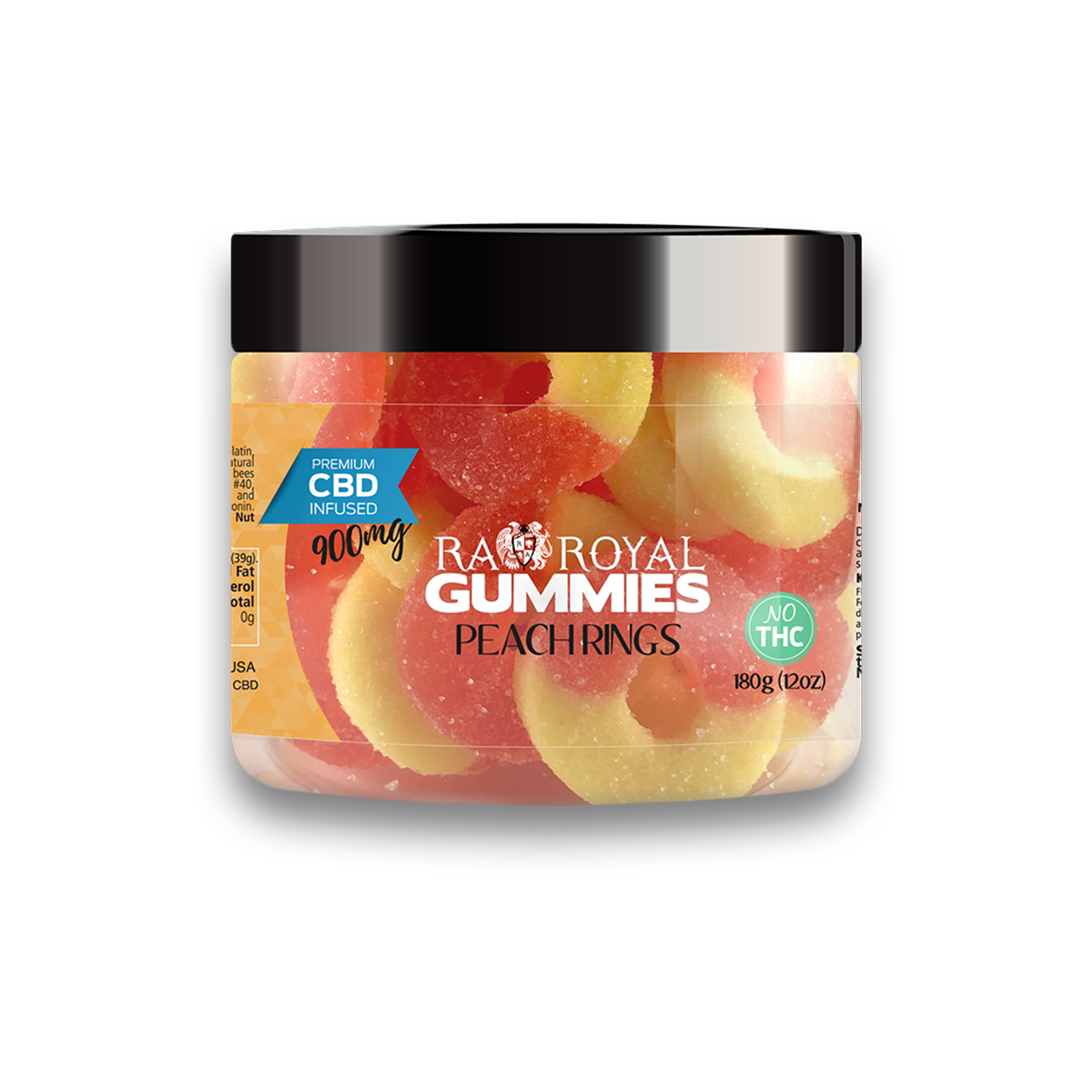 RA Royal: R.A. Royal Gummies: CBD Peach Ring Gummy Jar (900 MG) | Leafly