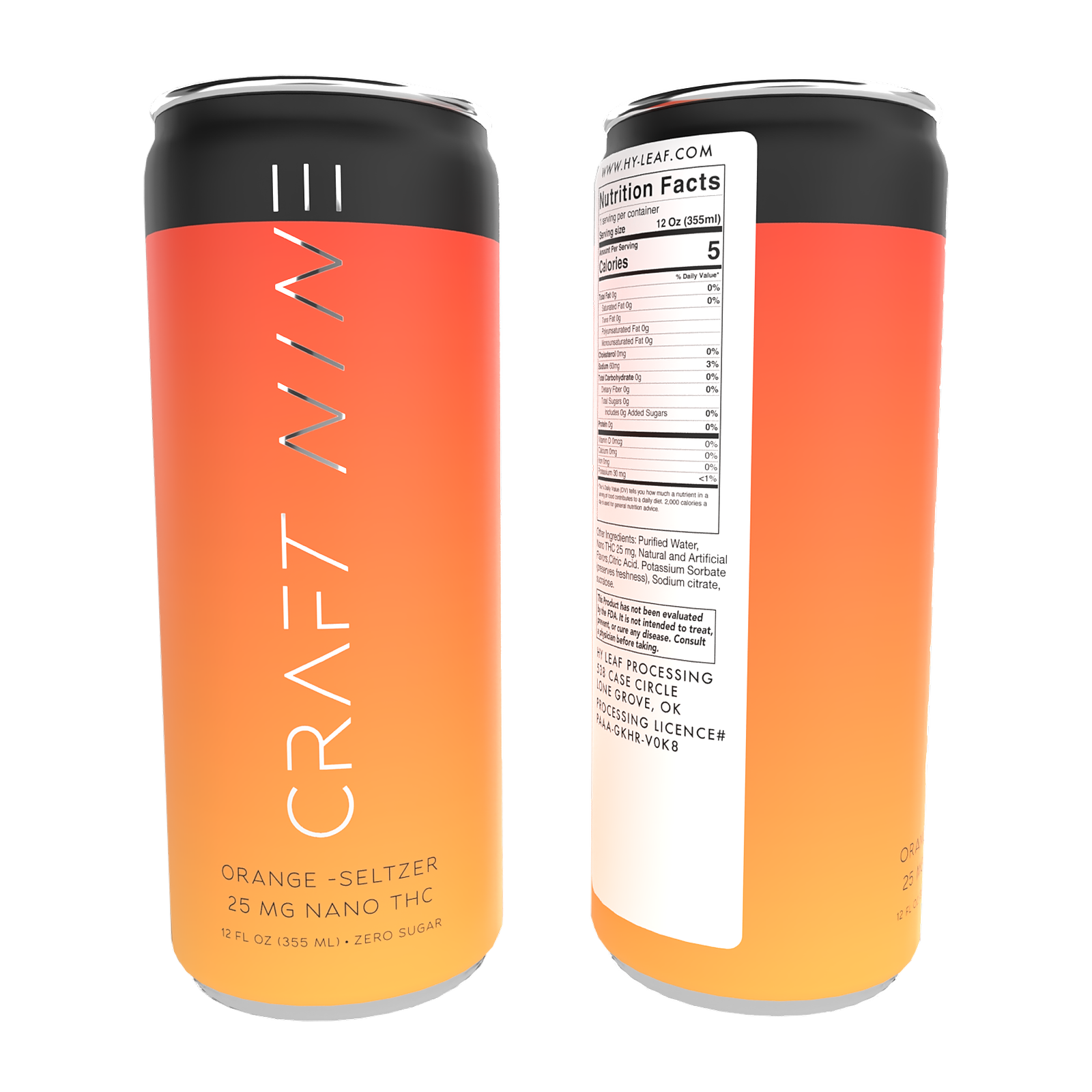 Hy Leaf: Craft Nine Orange Seltzer (25mg Nano THC Per Can) | Leafly