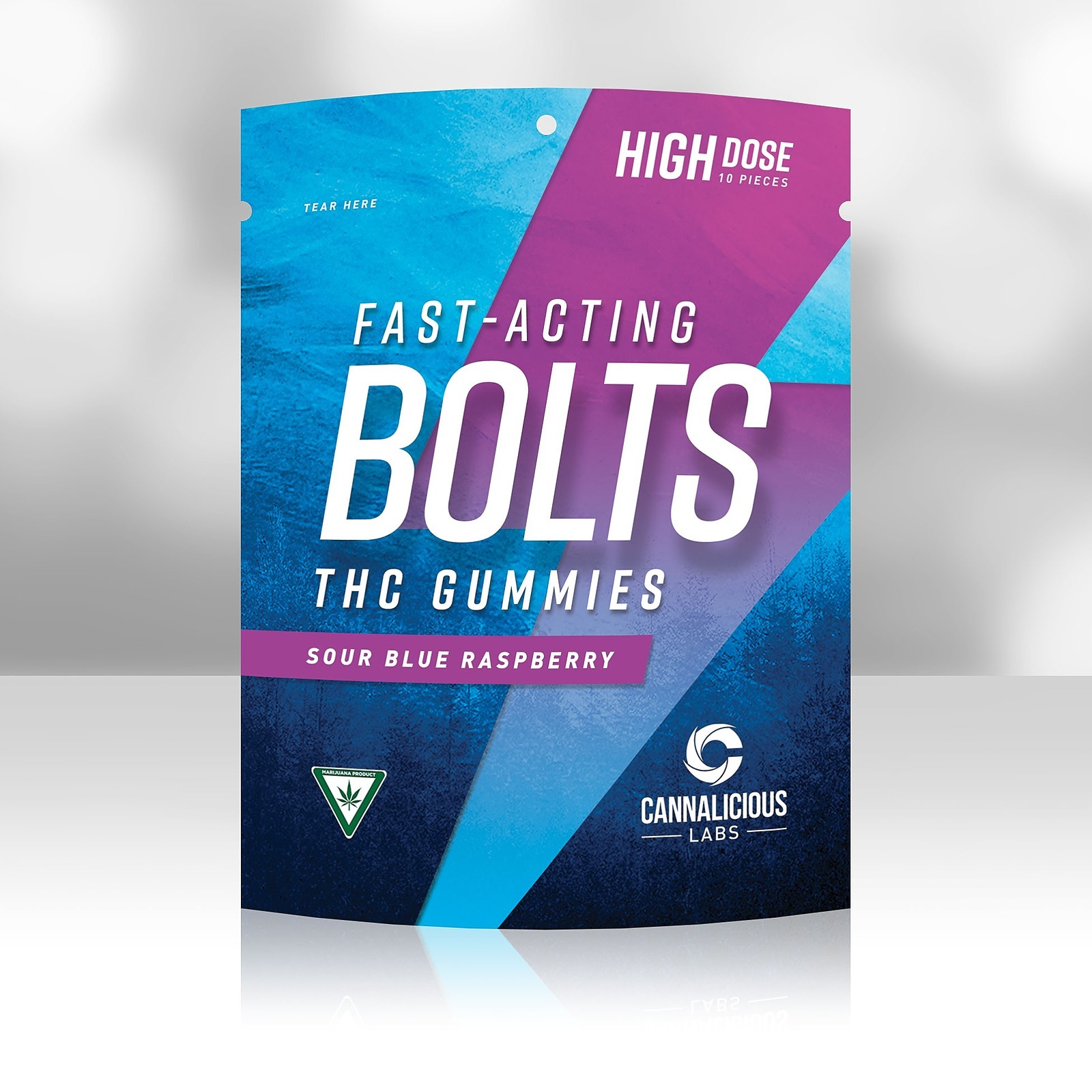 Cannalicious Labs: Sour Blue Raspberry Bolts - High Dose | Leafly